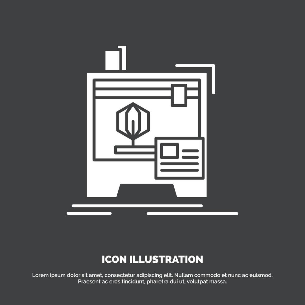 3d. dimensional. machine. printer. printing Icon. glyph vector symbol for UI and UX. website or ...