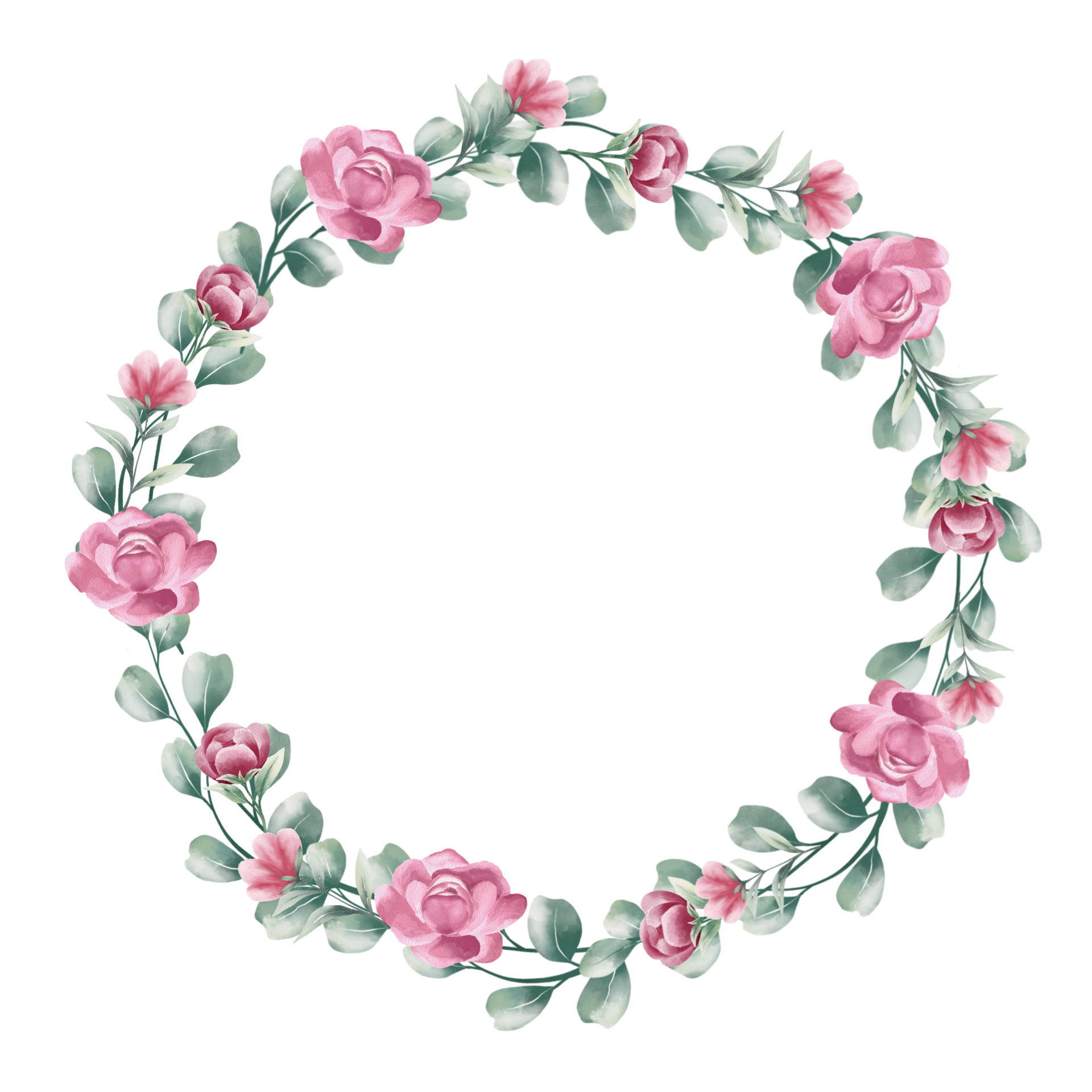Watercolor Pink Flower Wreath 13219584 Png
