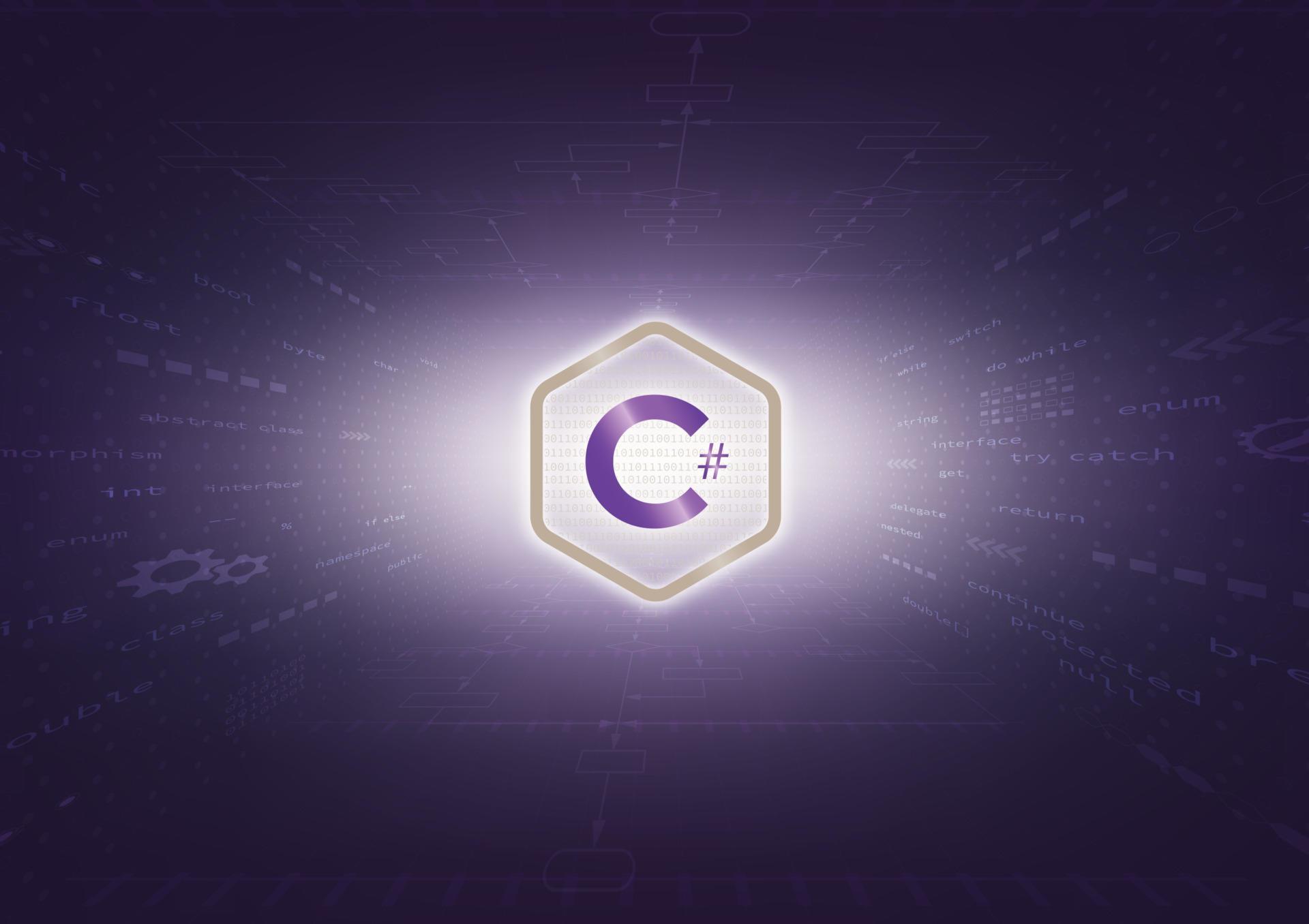 C Sharp Sign And Program Code On Purple Background C Sharp Programming Concept Coding Language