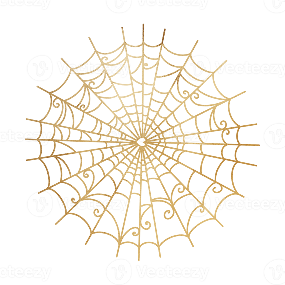 Golden Metallic Spider Web 13219884 Png
