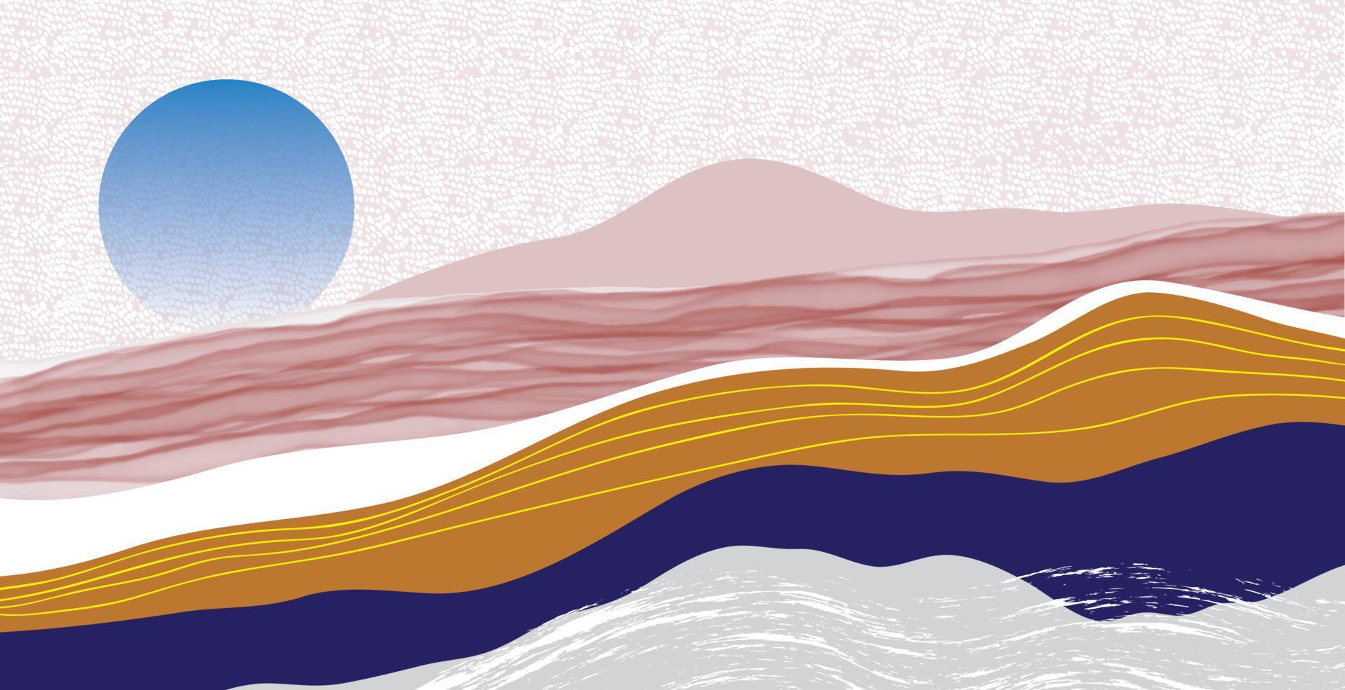 Japanese Background With Line Wave Pattern Vector Abstract Template With Geometric Pattern