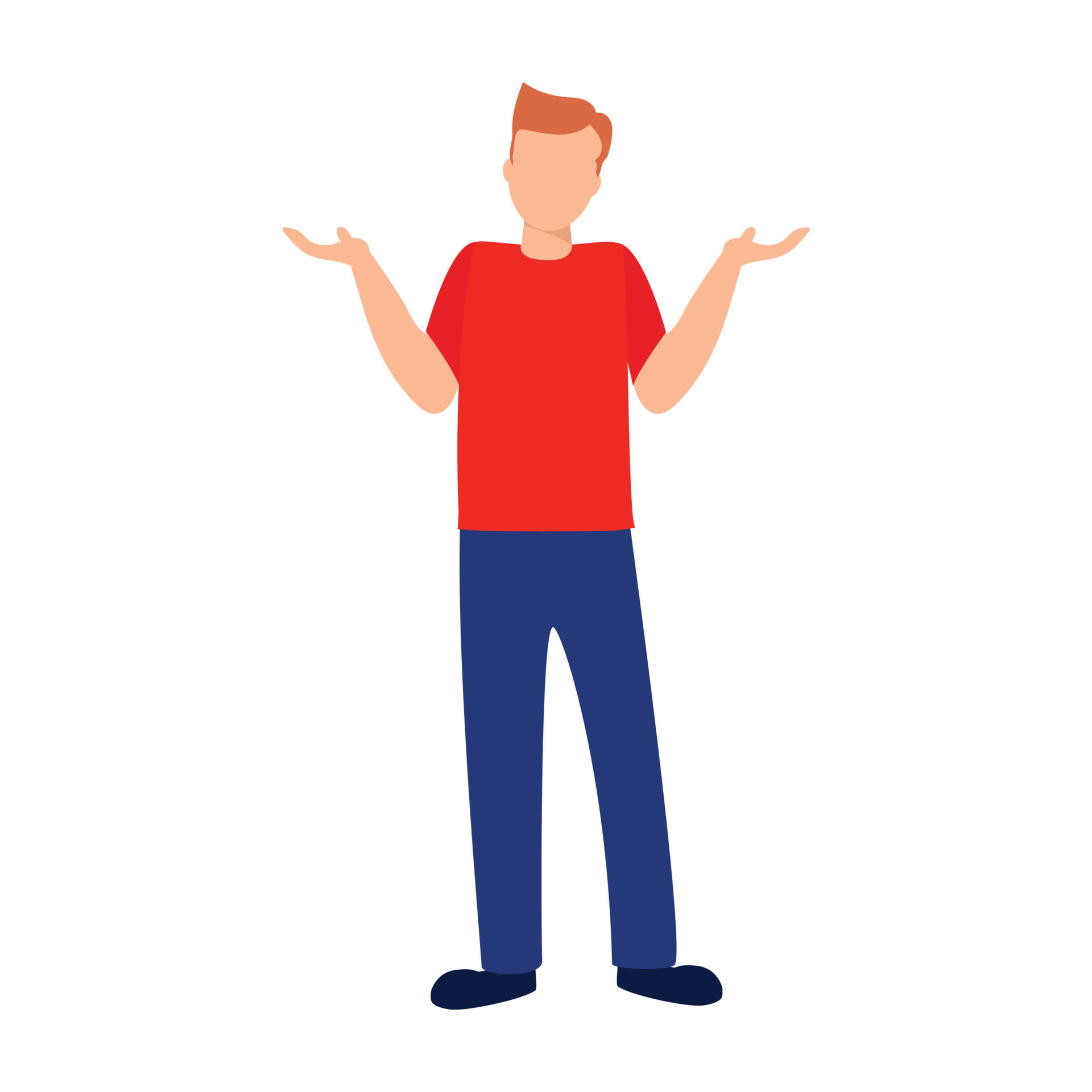Man in red t-shit shrug, or I don't know, oops. Vector illustration ... Man in red t-shit shrug, or I don't know, oops. Vector illustration ...