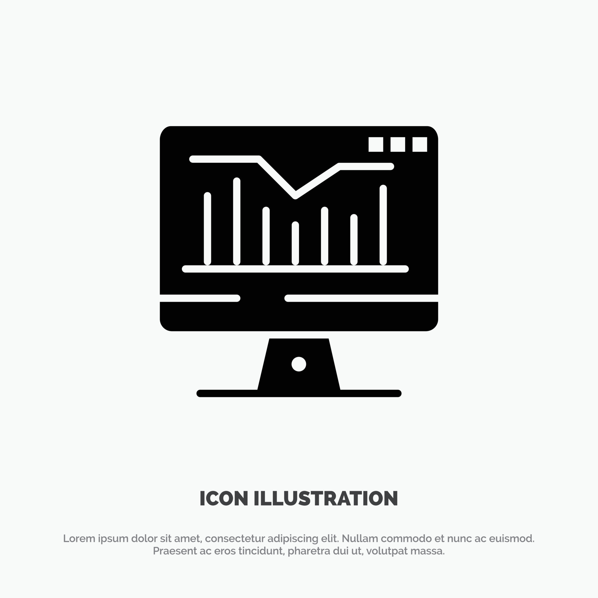 Computer Static Graph Monitor Solid Black Glyph Icon 13224095 Vector ...