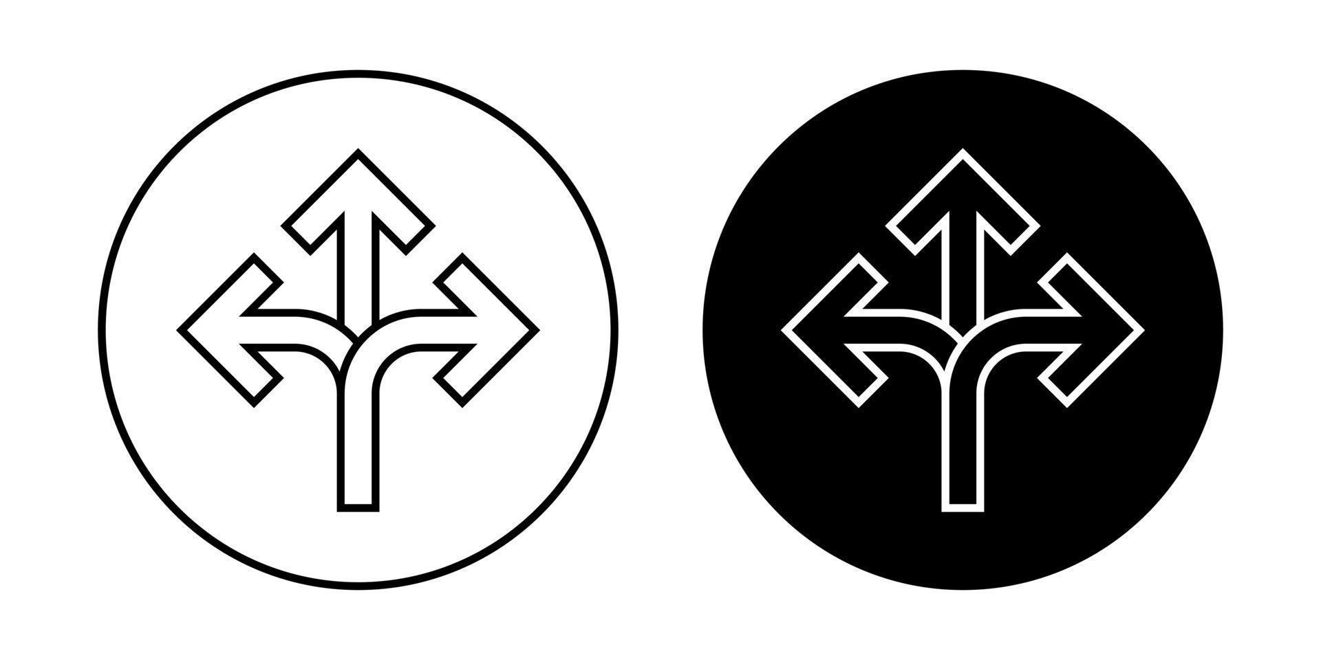 Three-way direction arrow icon vector isolated circle background ... Three-way direction arrow icon vector isolated circle background ...