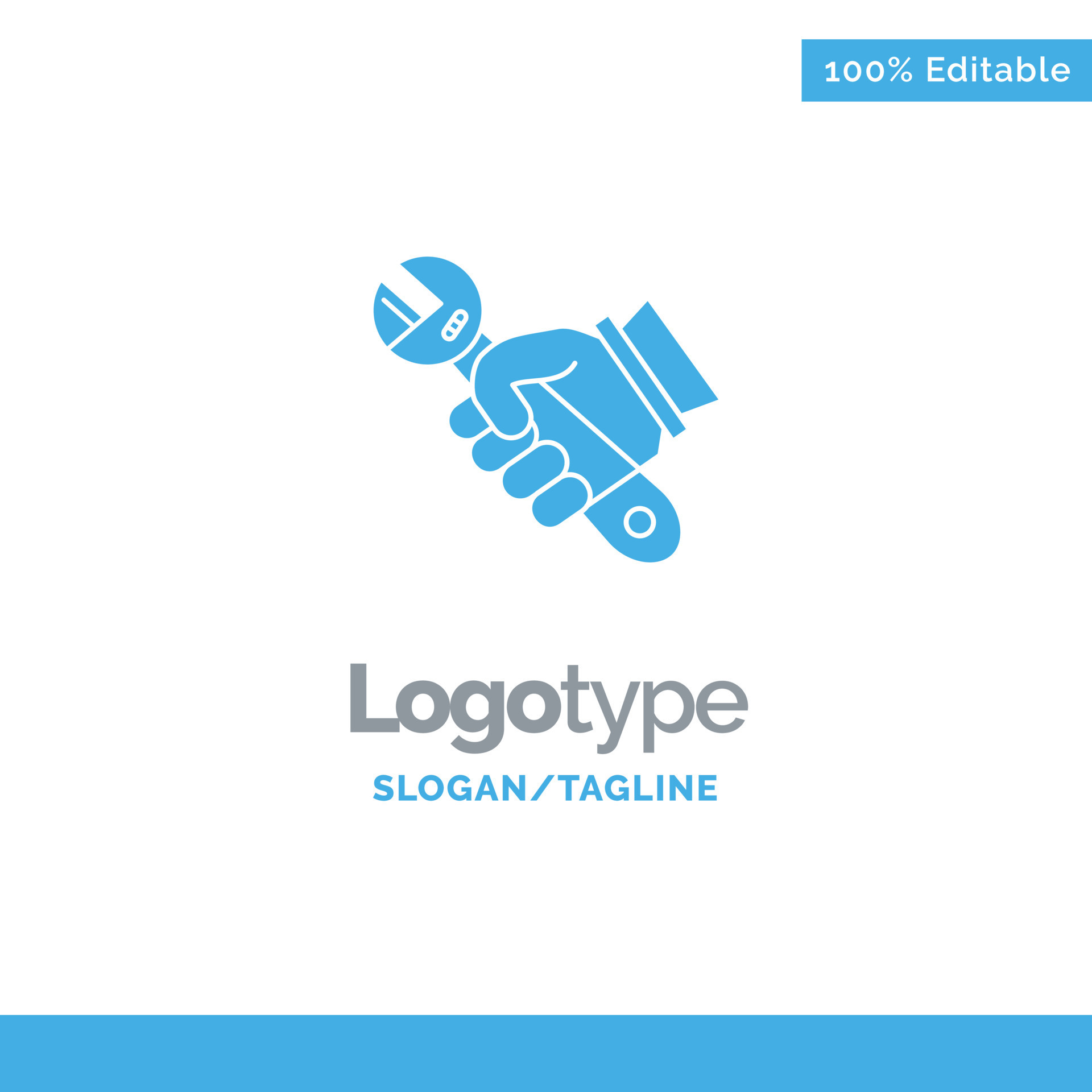 Wrench Repair Fix Tools Hand Blue Solid Logo Template Place for Tagline 13245667 Vector Art at ...