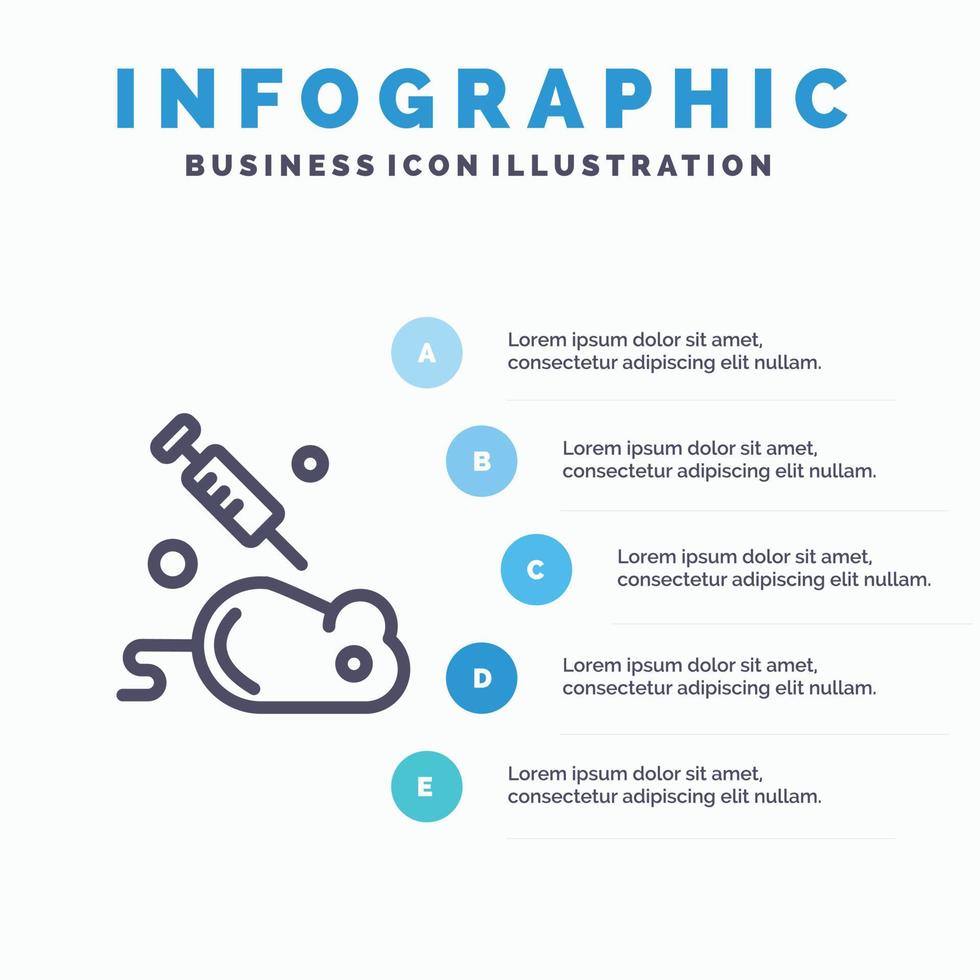 Experiment Laboratory Mouse Science Line Icon With 5 Steps Presentation Infographics Background