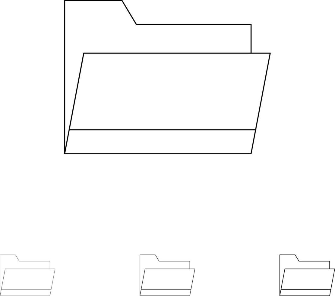 Folder Open Data Storage Bold and thin black line icon set 13249457 ...