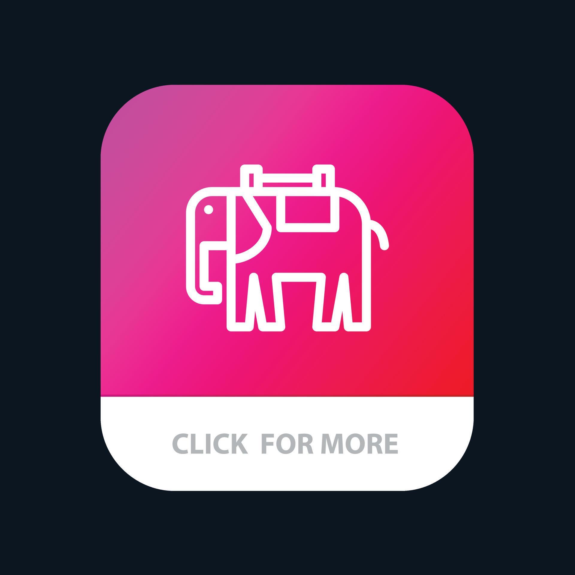 Africa Animal Elephant Indian Mobile App Button Android and IOS Line ...