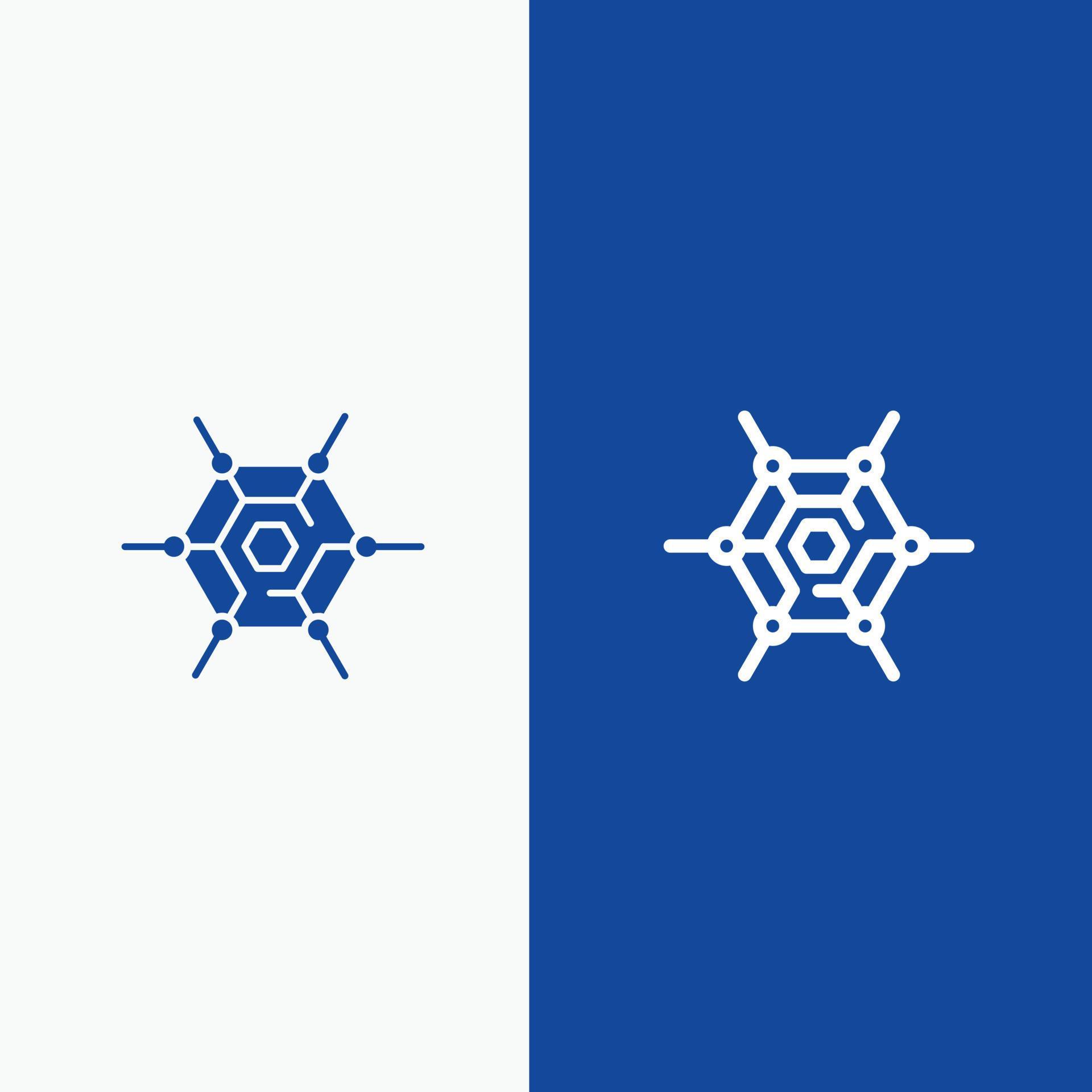Decentralized Network Technology Line and Glyph Solid icon Blue banner ...