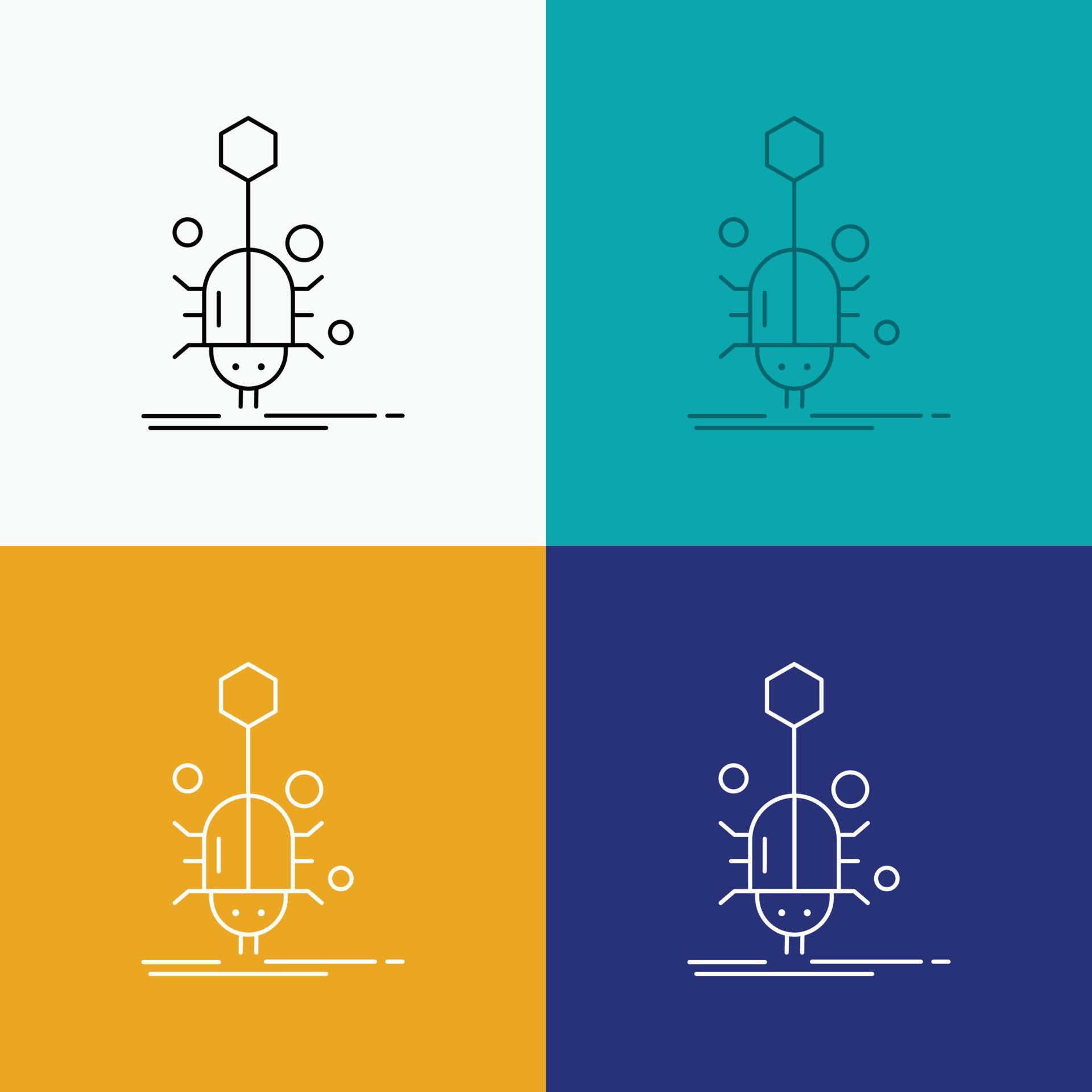 Bug Insect Spider Virus Web Icon Over Various Background Line Style Design Designed For