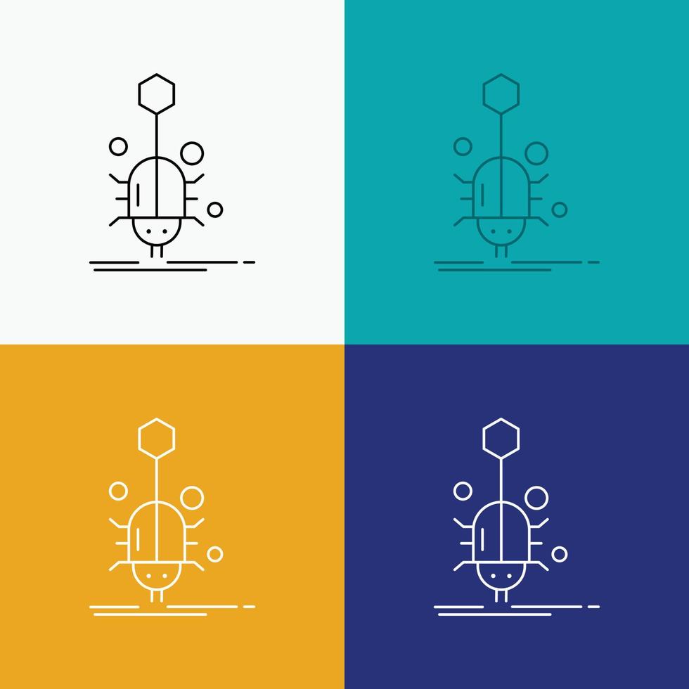 Bug Insect Spider Virus Web Icon Over Various Background Line