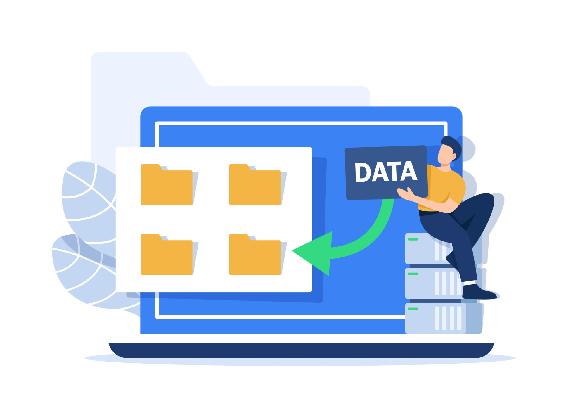 Cloud Computing Concept In Flat Style It Specialists Administrate