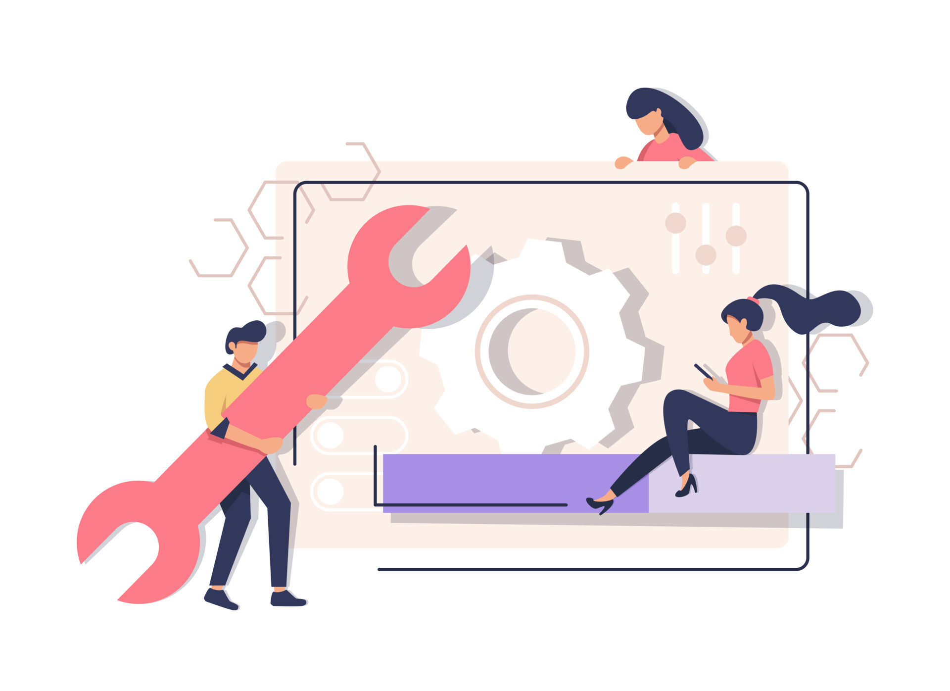 system update vector illustration concept, people update operation ... system update vector illustration concept, people update operation ...