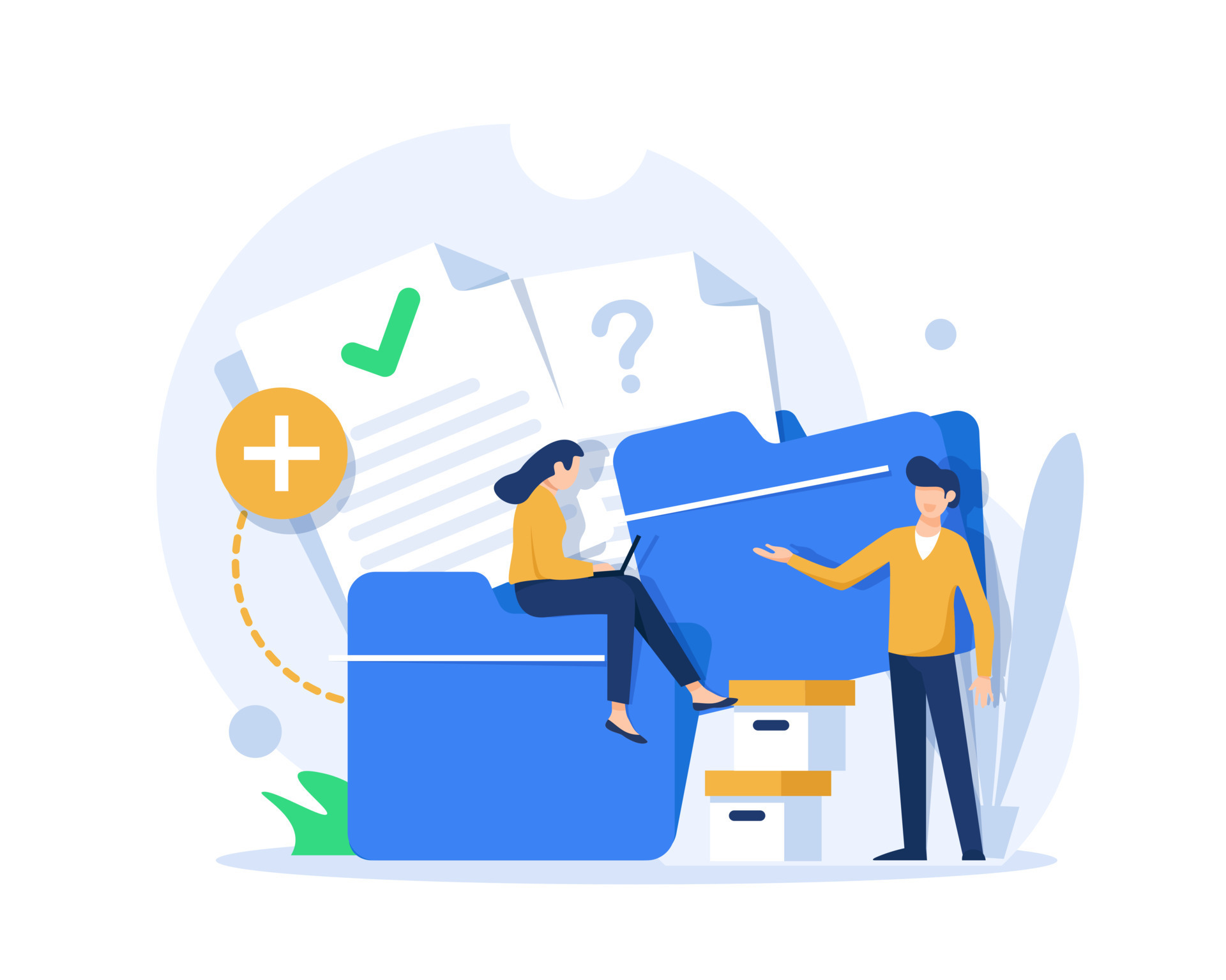 Office worker holding giant folder for storing papers. Modern concept ... Office worker holding giant folder for storing papers. Modern concept ...