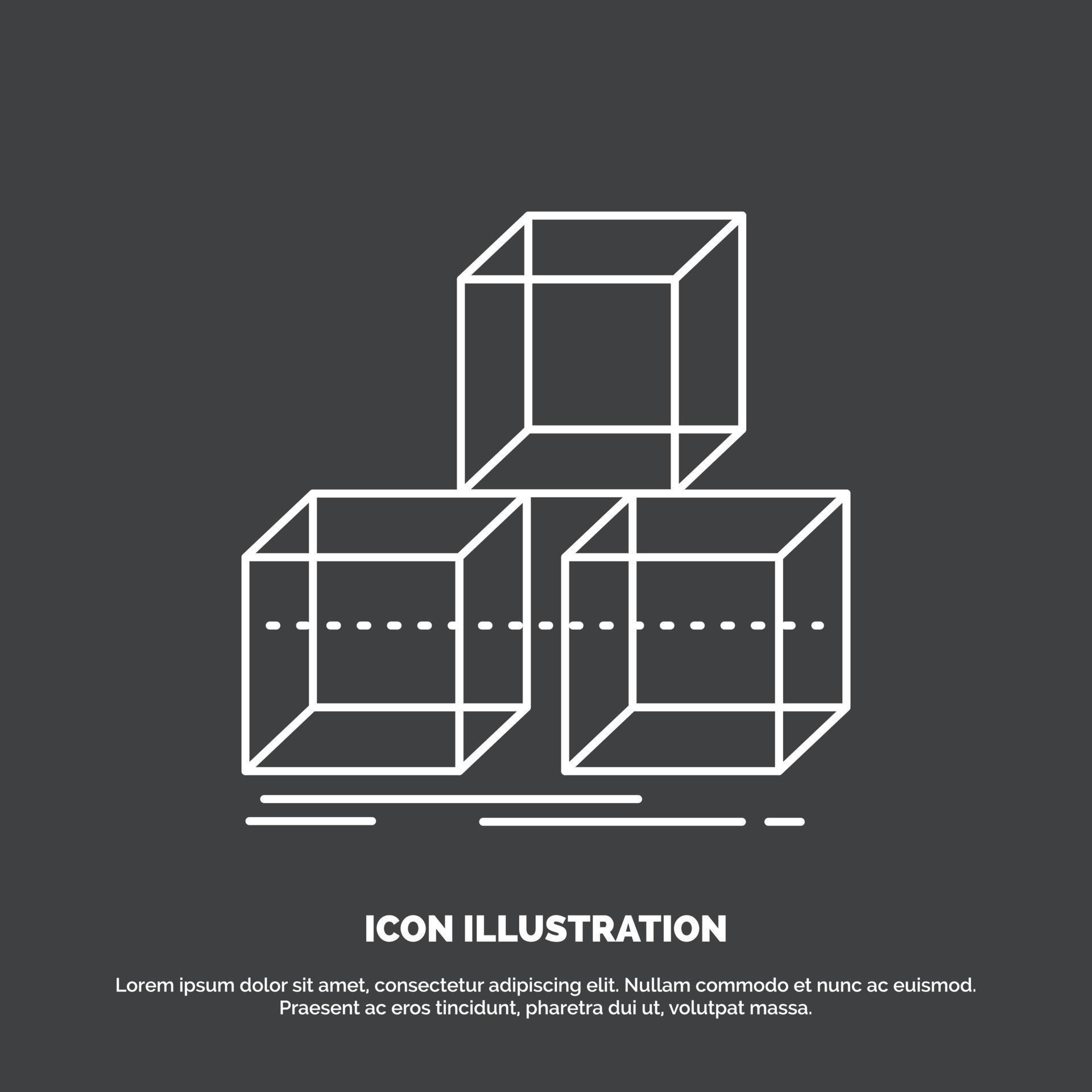 Arrange Design Stack 3d Box Icon Line Vector Symbol For Ui And Ux Website Or Mobile