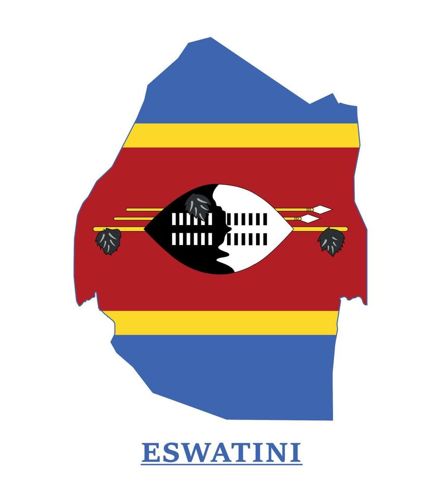 Eswatini National Flag Map Design Illustration Of Eswatini Country