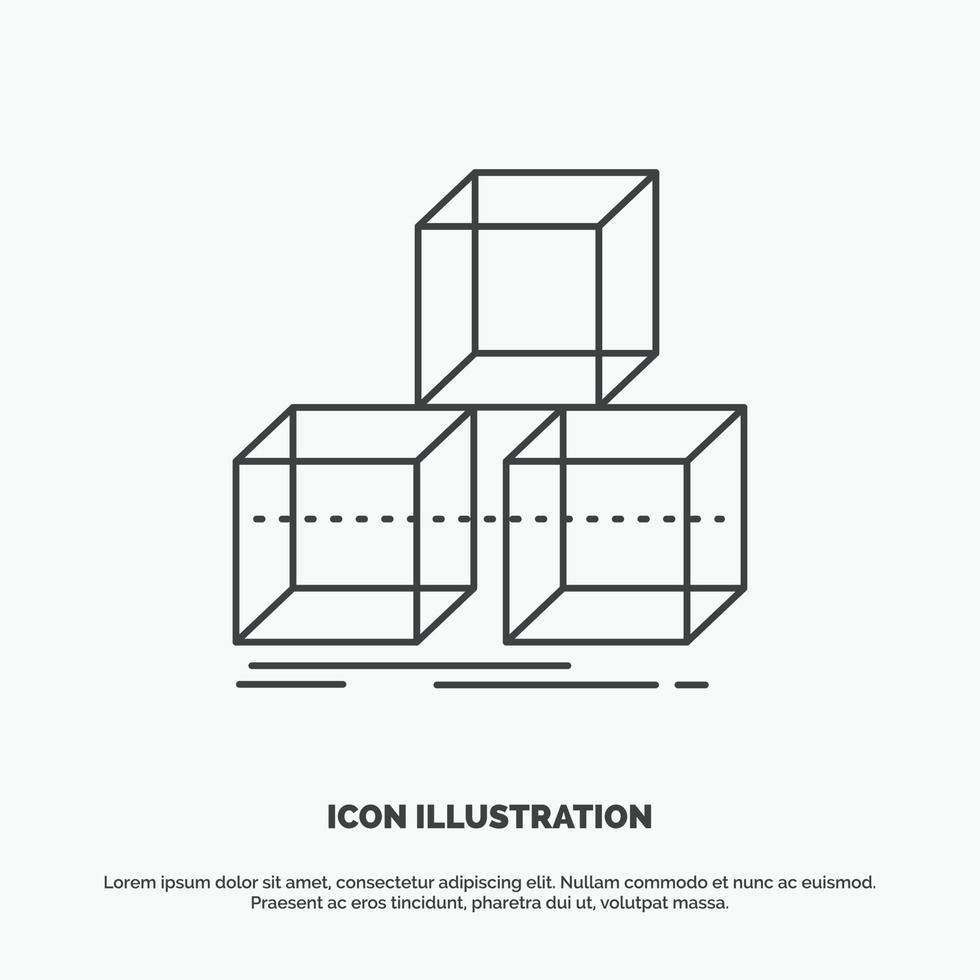Arrange Design Stack 3d Box Icon Line Vector Gray Symbol For Ui And Ux Website Or Mobile