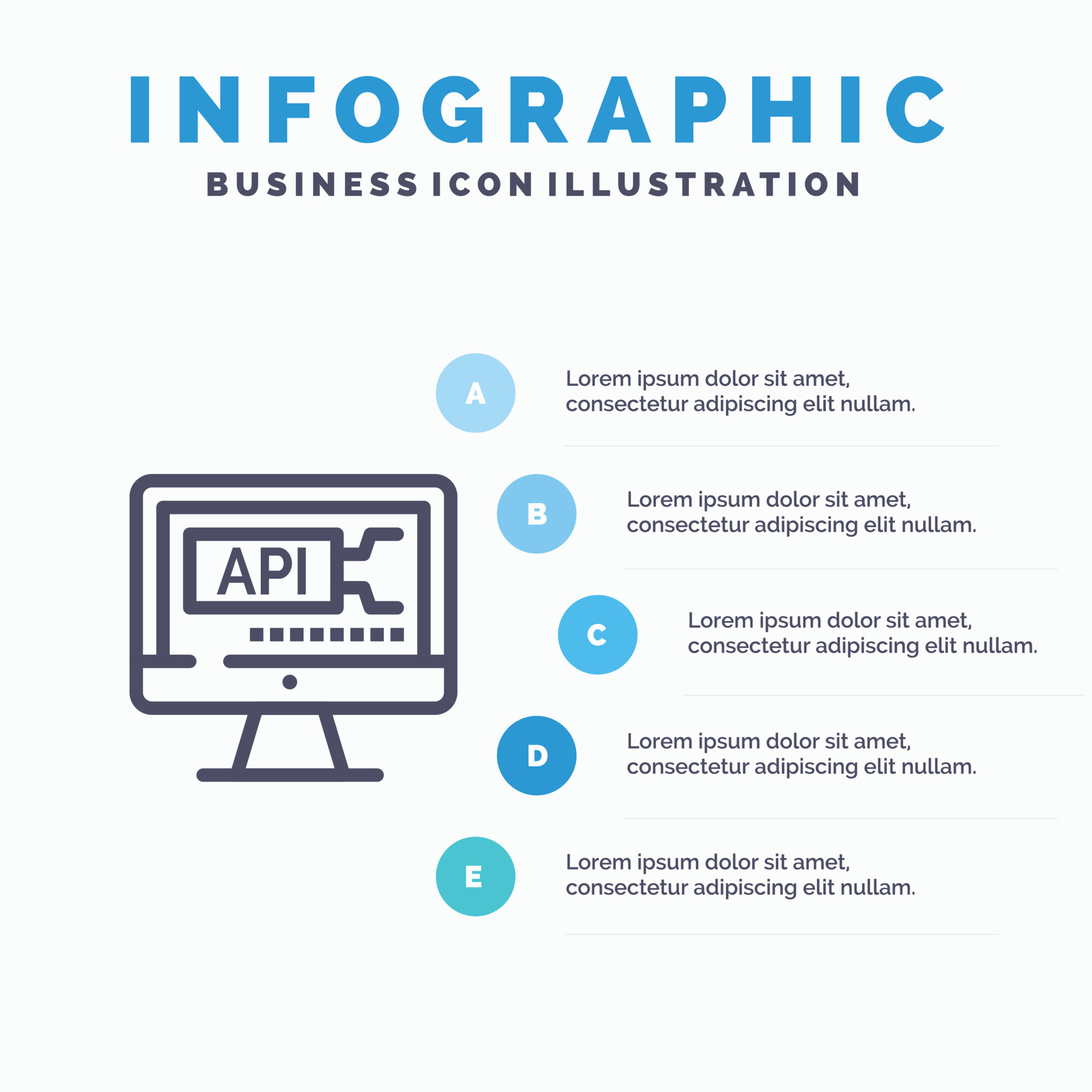 Computer Code Coding Education Blue Infographics Template 5 Steps