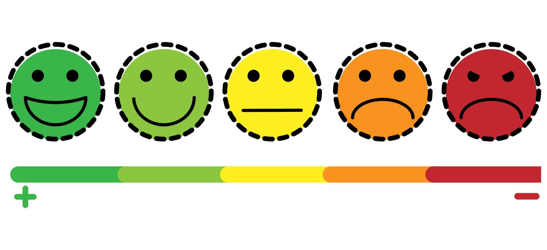 Colored Flat Shape Emoticon Vector Depiction Of Moods From Sad To