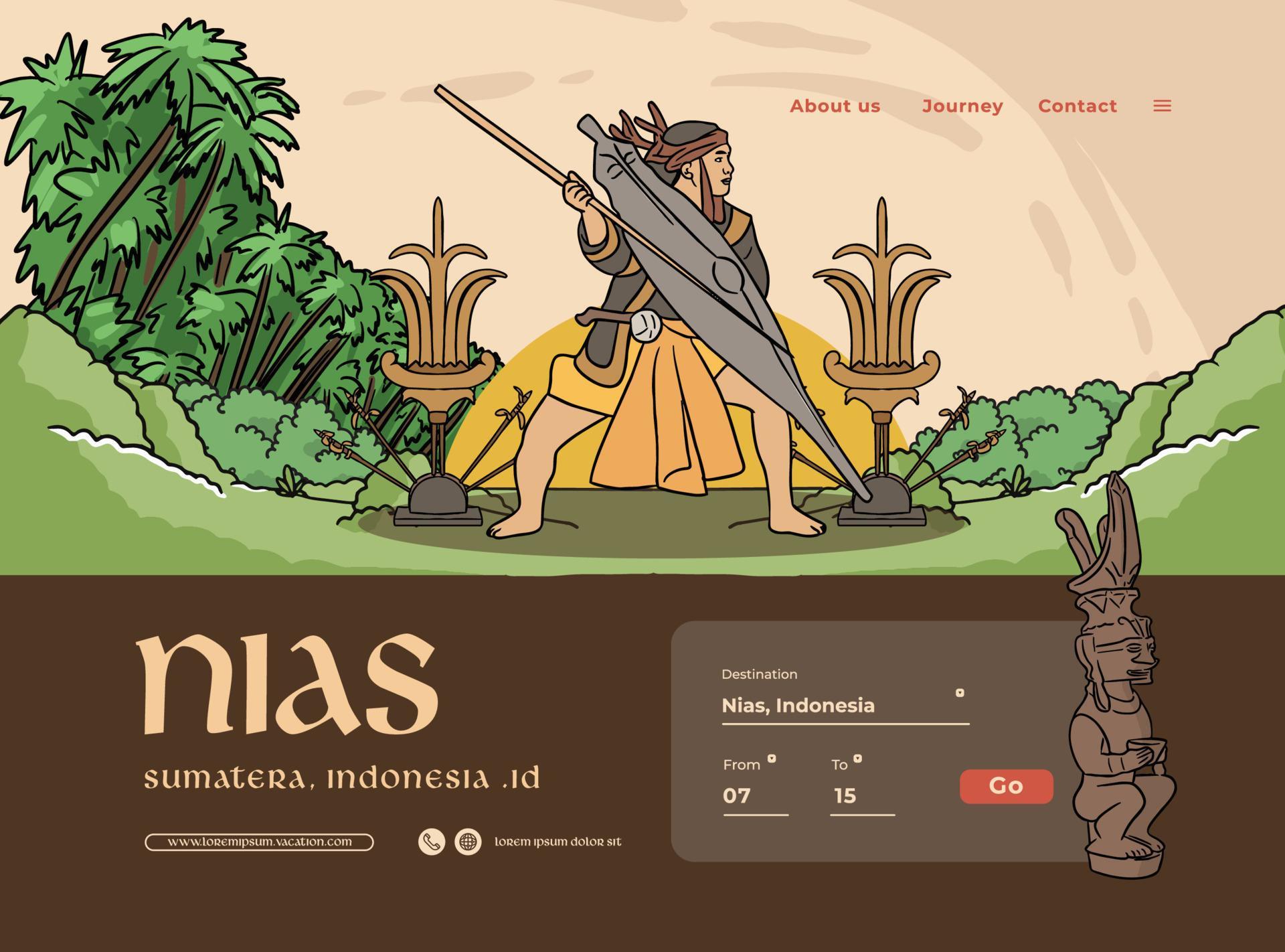 baluse dance nias indonesia traditional culture handrawn illustration design inspiration ...