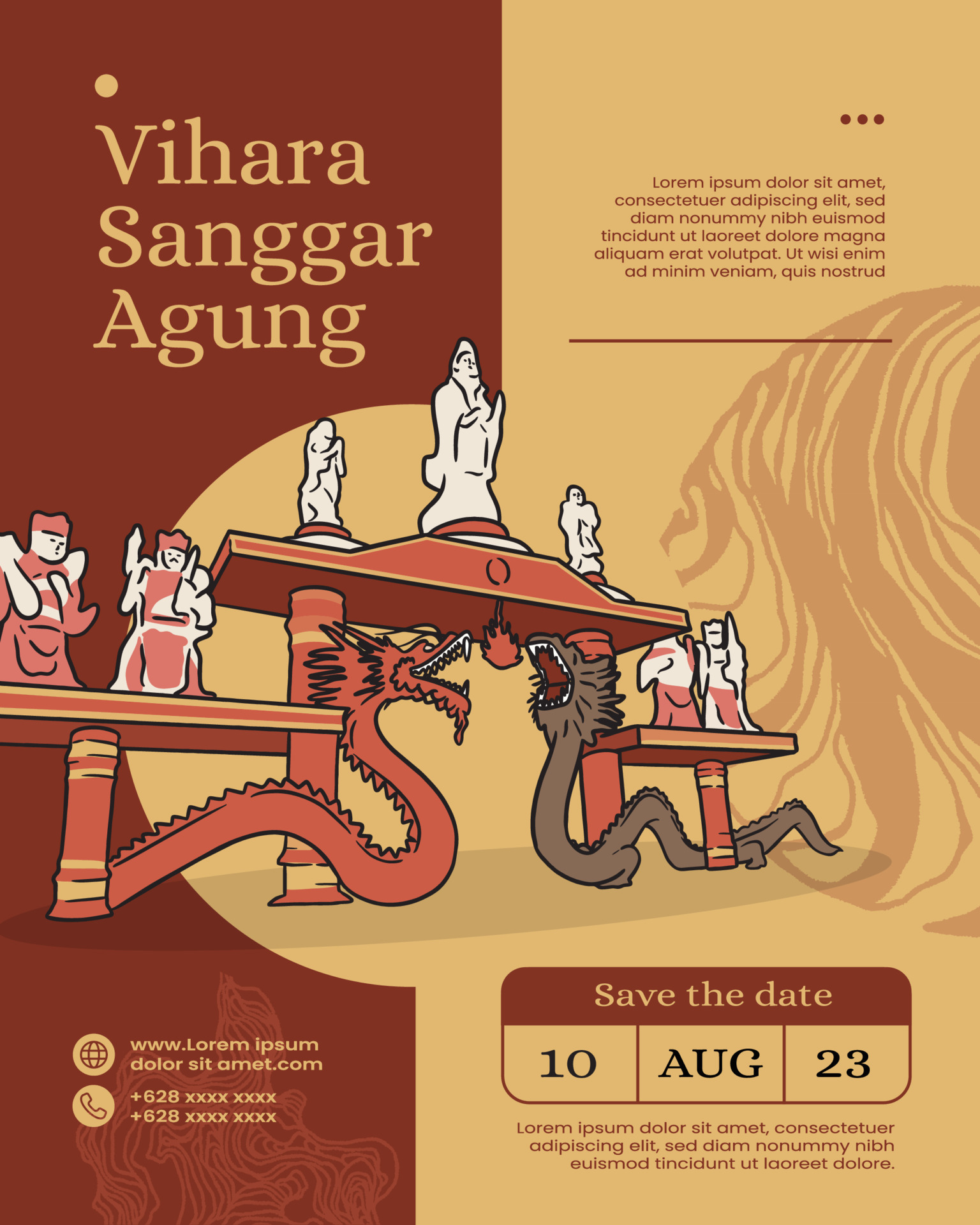 Vihara East Java handdrawn illustration poster template 13267099 Vector ...