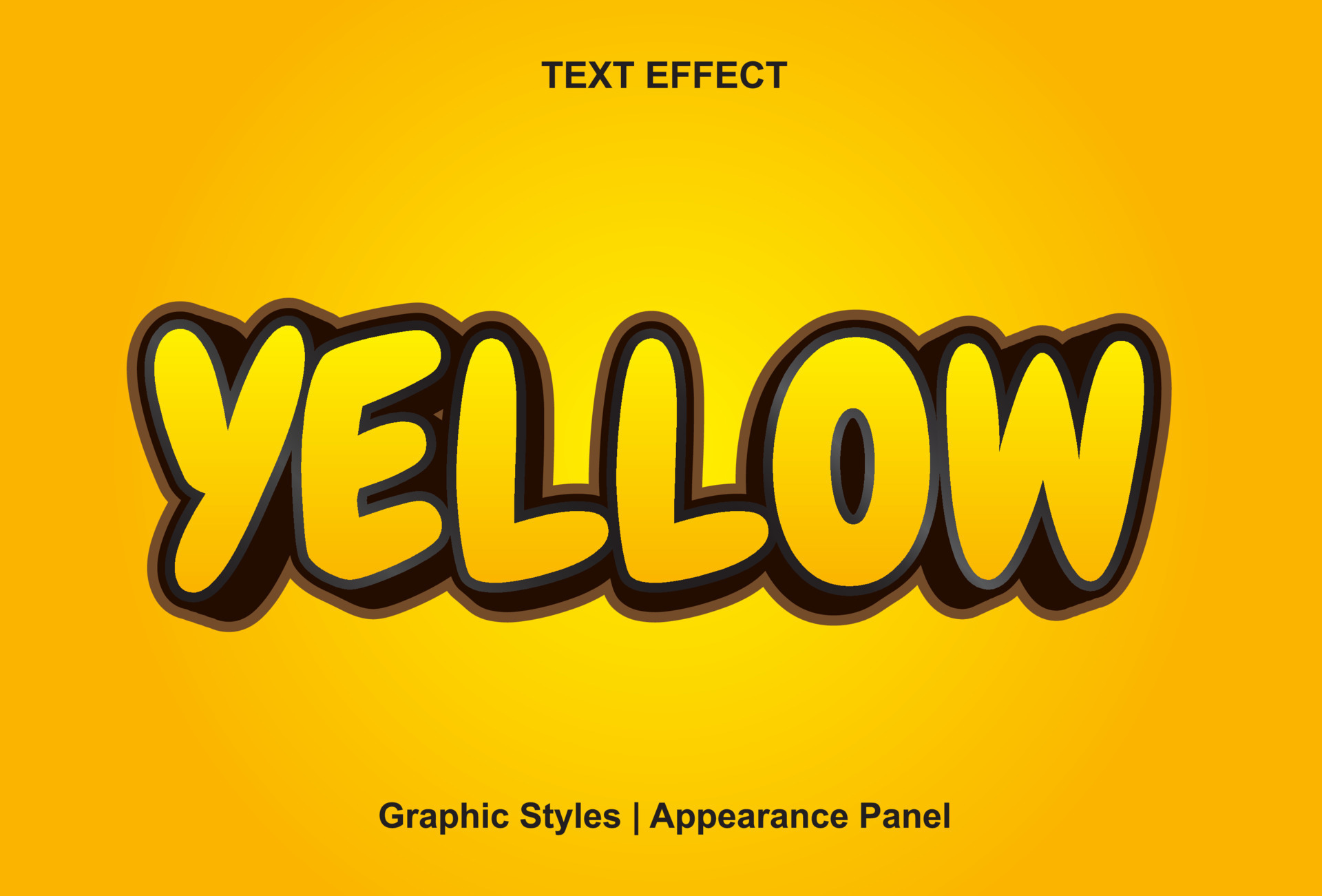 yellow text effect with 3d style and editable 13267517 Vector Art at ...
