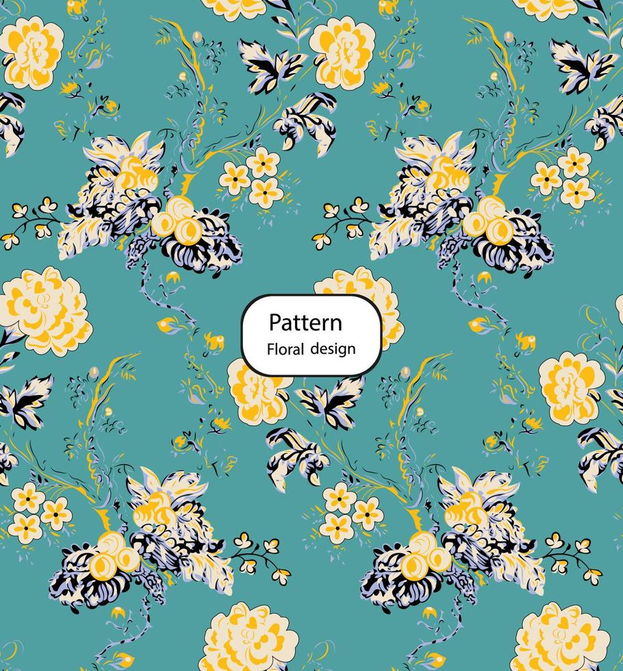 Seamless Floral Pattern In Vector Wild Flowers Leaves Branches