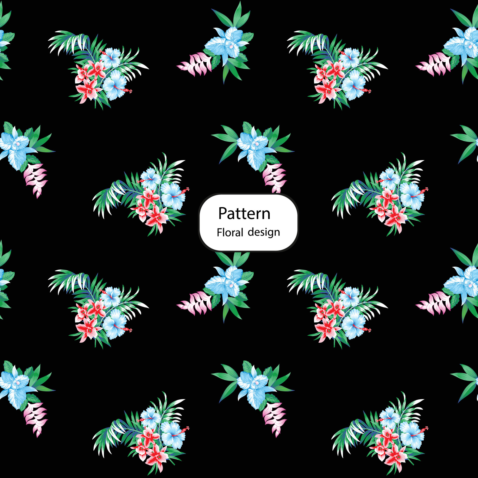 Seamless Floral Pattern In Vector Wild Flowers Leaves Branches