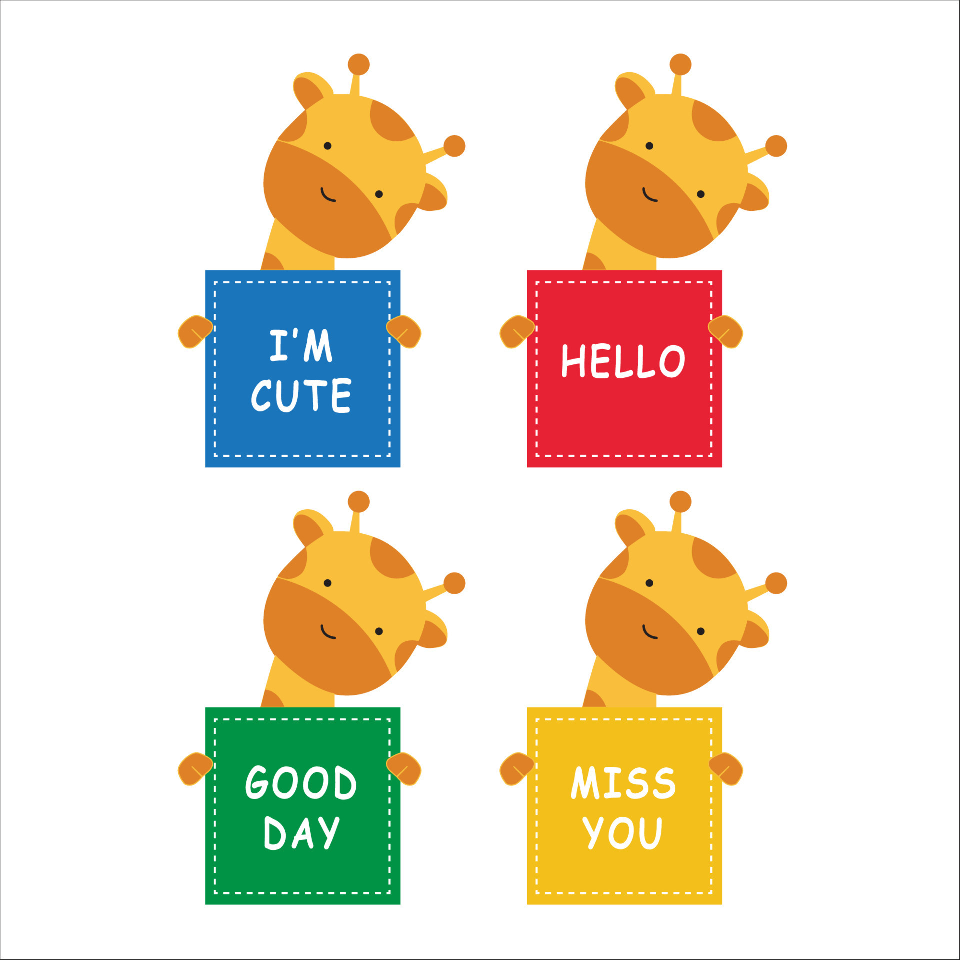 Giraffe holding text vector illustration set 13272075 Vector Art at ...