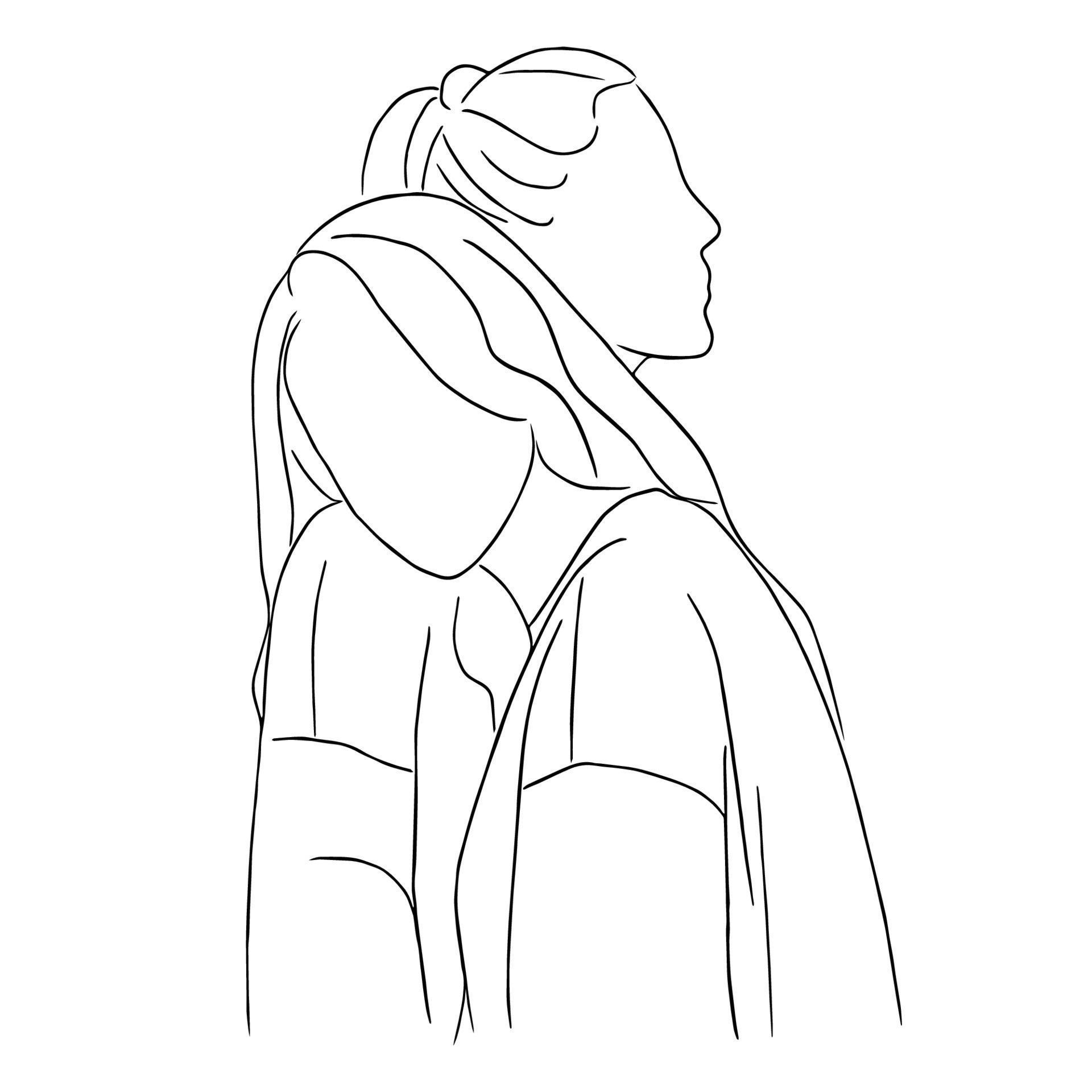 Line Art Minimal Of Lesbian Embracing Together In Hand Drawn Love