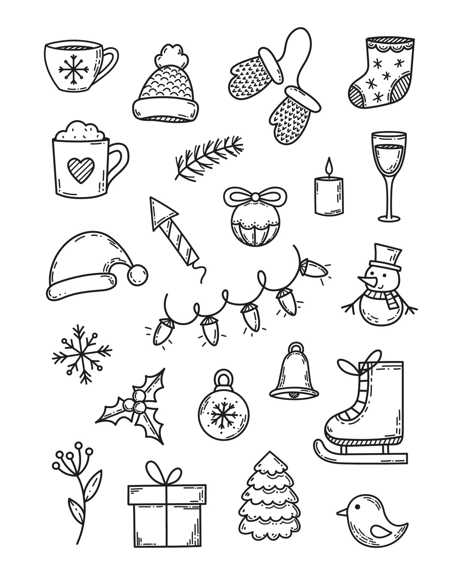 Cute winter doodles. Set of isolated outline vector elements 13272480 ... Cute winter doodles. Set of isolated outline vector elements 13272480 ...