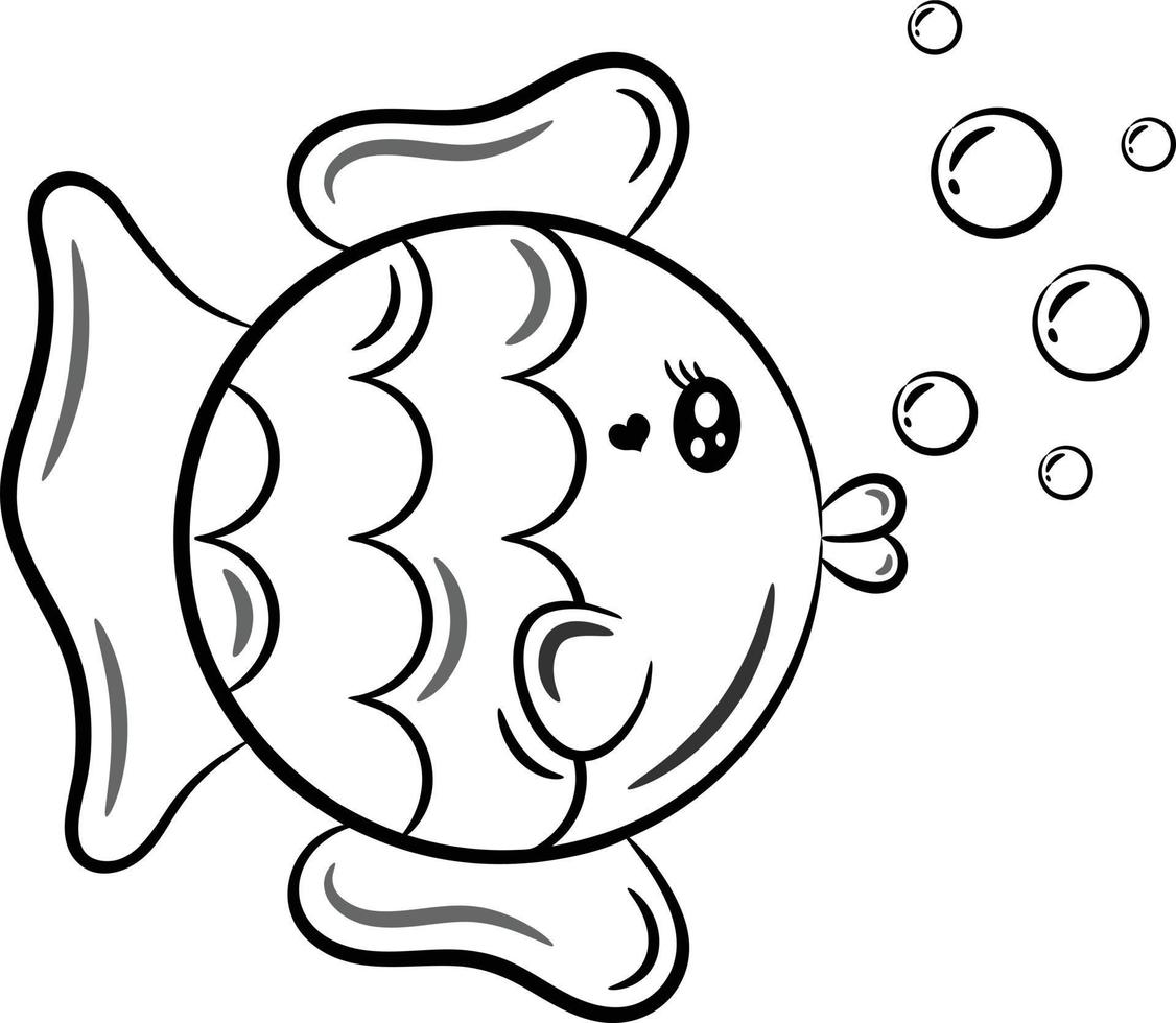 Pez Lindo Dibujo Para La Escuela Flashcard Boceto Para Colorear 13272644 Vector En Vecteezy