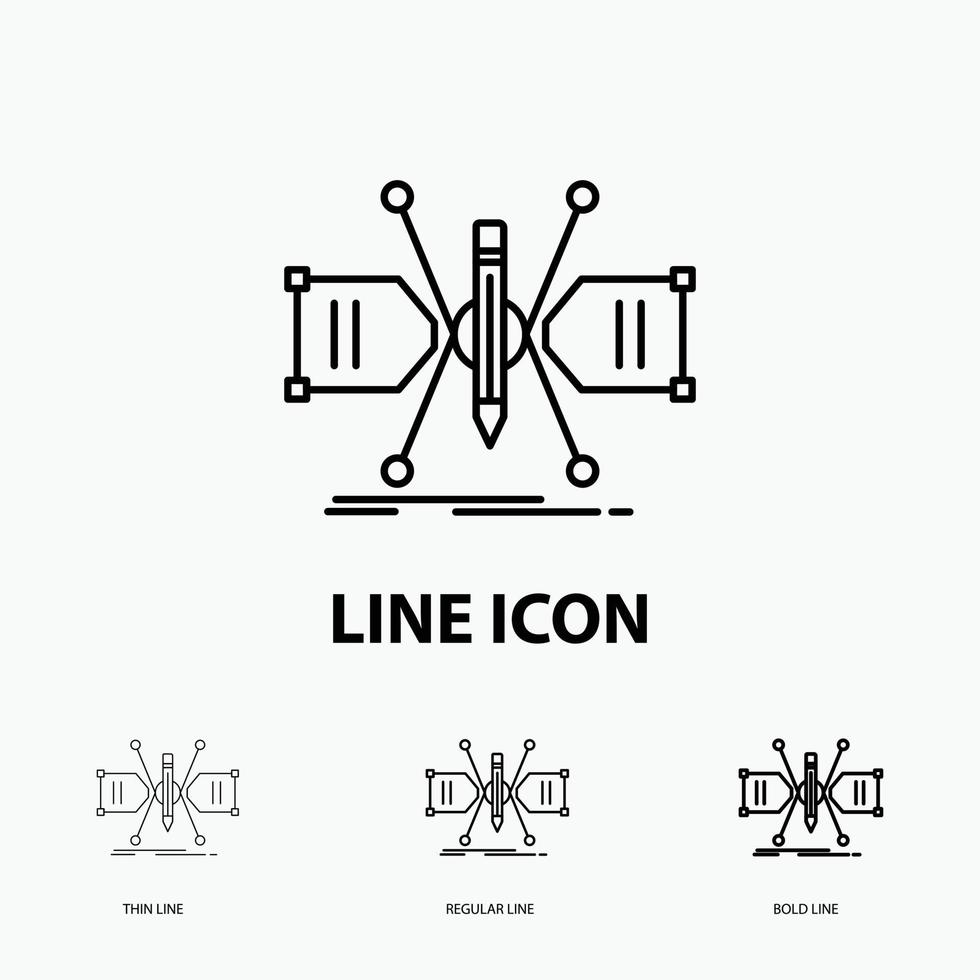 Architect Constructing Grid Sketch Structure Icon In Thin Regular And Bold Line Style