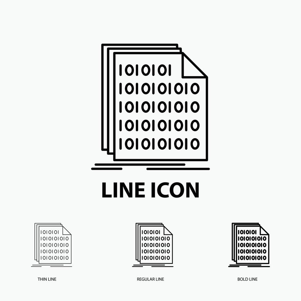 Binary Code Coding Data Document Icon In Thin Regular And Bold