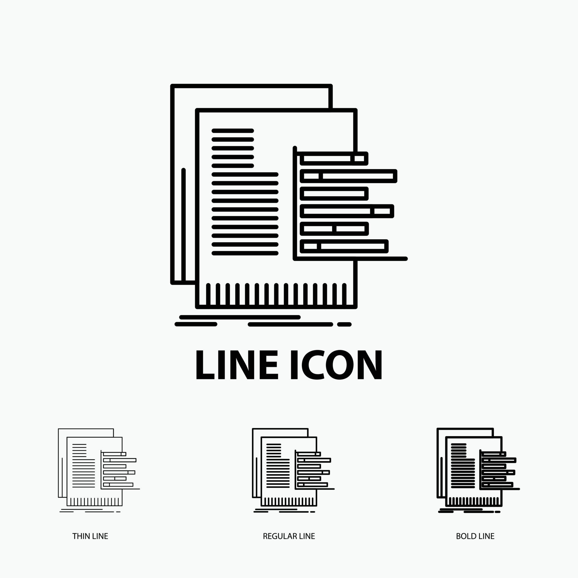 Chart Data Graph Reports Valuation Icon In Thin Regular And Bold Line Style Vector