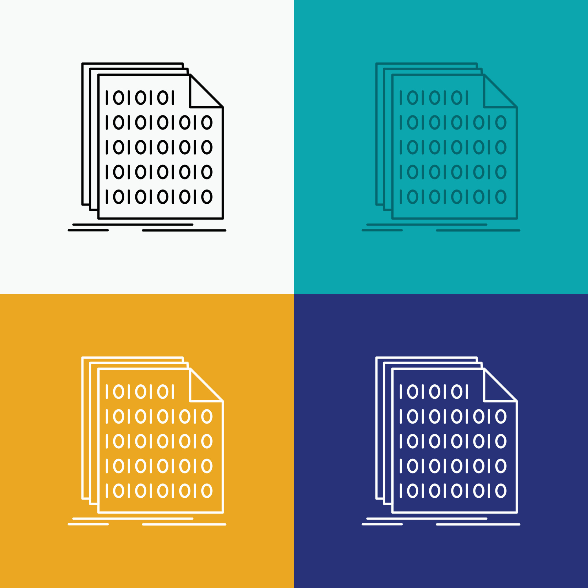 Binary Code Coding Data Document Icon Over Various Background Line Style Design Designed