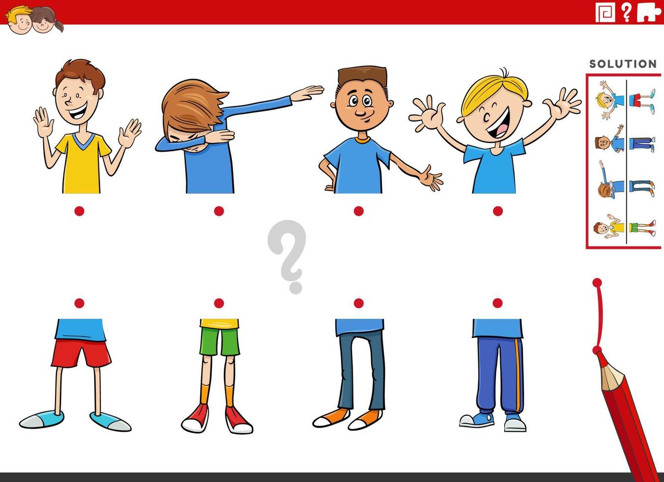 juego de unir mitades de imágenes con niños de dibujos animados ... juego de unir mitades de imágenes con niños de dibujos animados ...