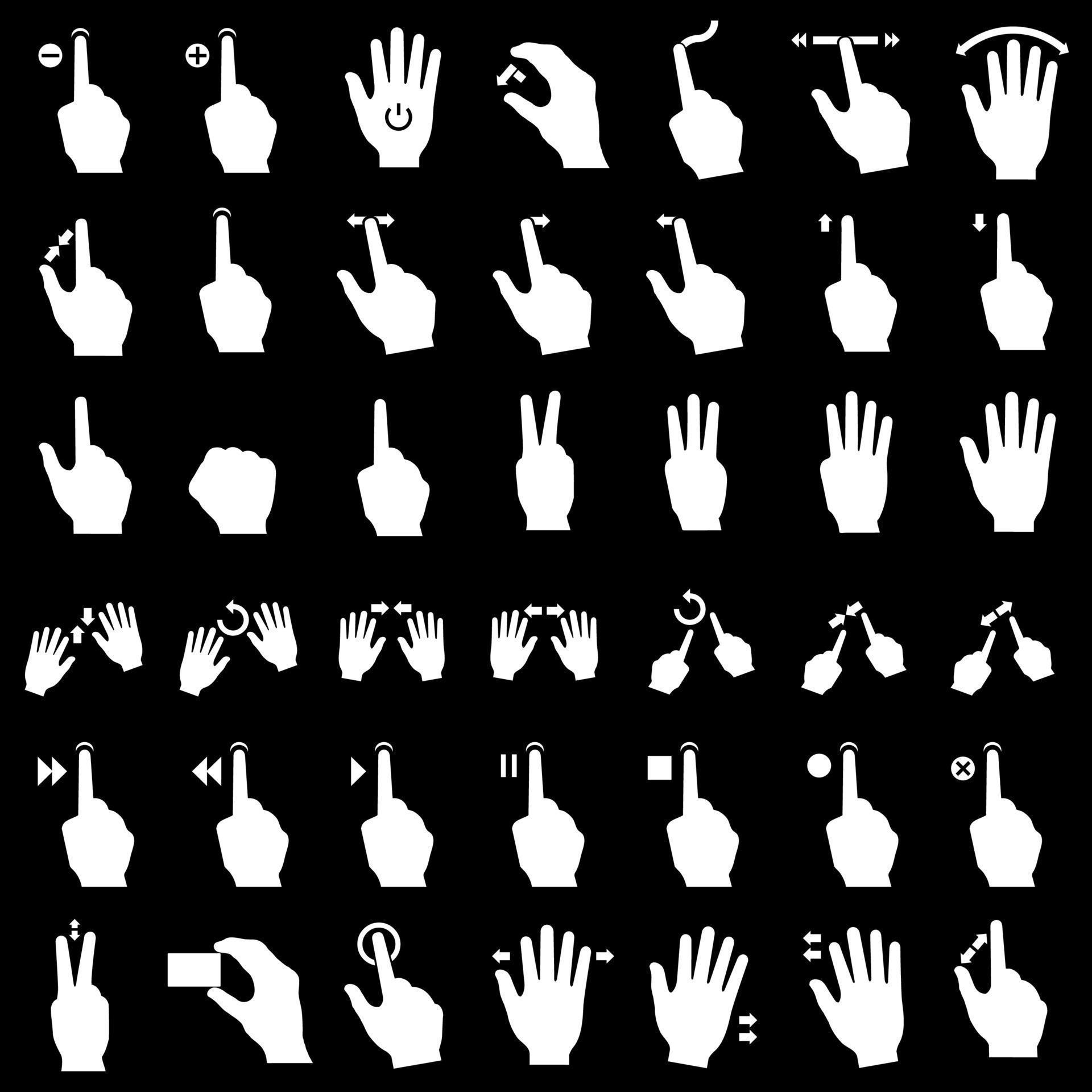Hand gestures line icon set. Includes icons as finger interaction, pinky swearing, index point ...