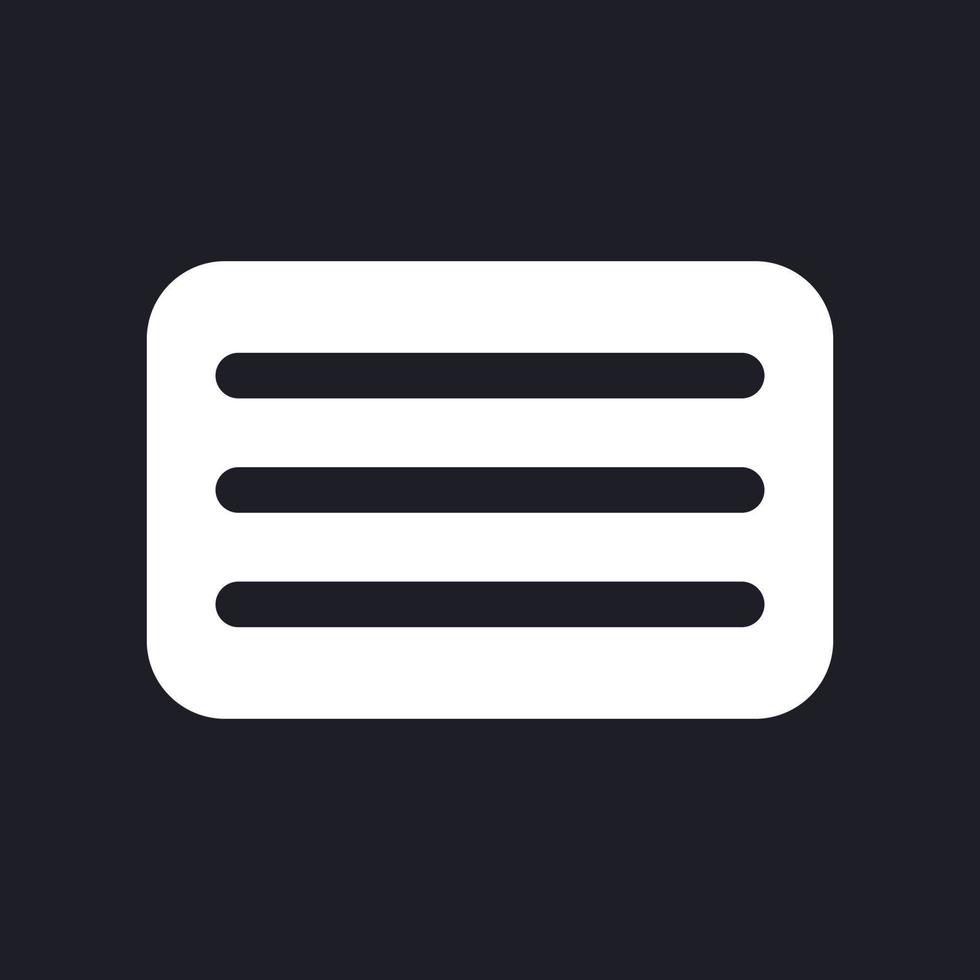 botón de menú de hamburguesas icono de interfaz de usuario de glifo de modo oscuro. elemento ...