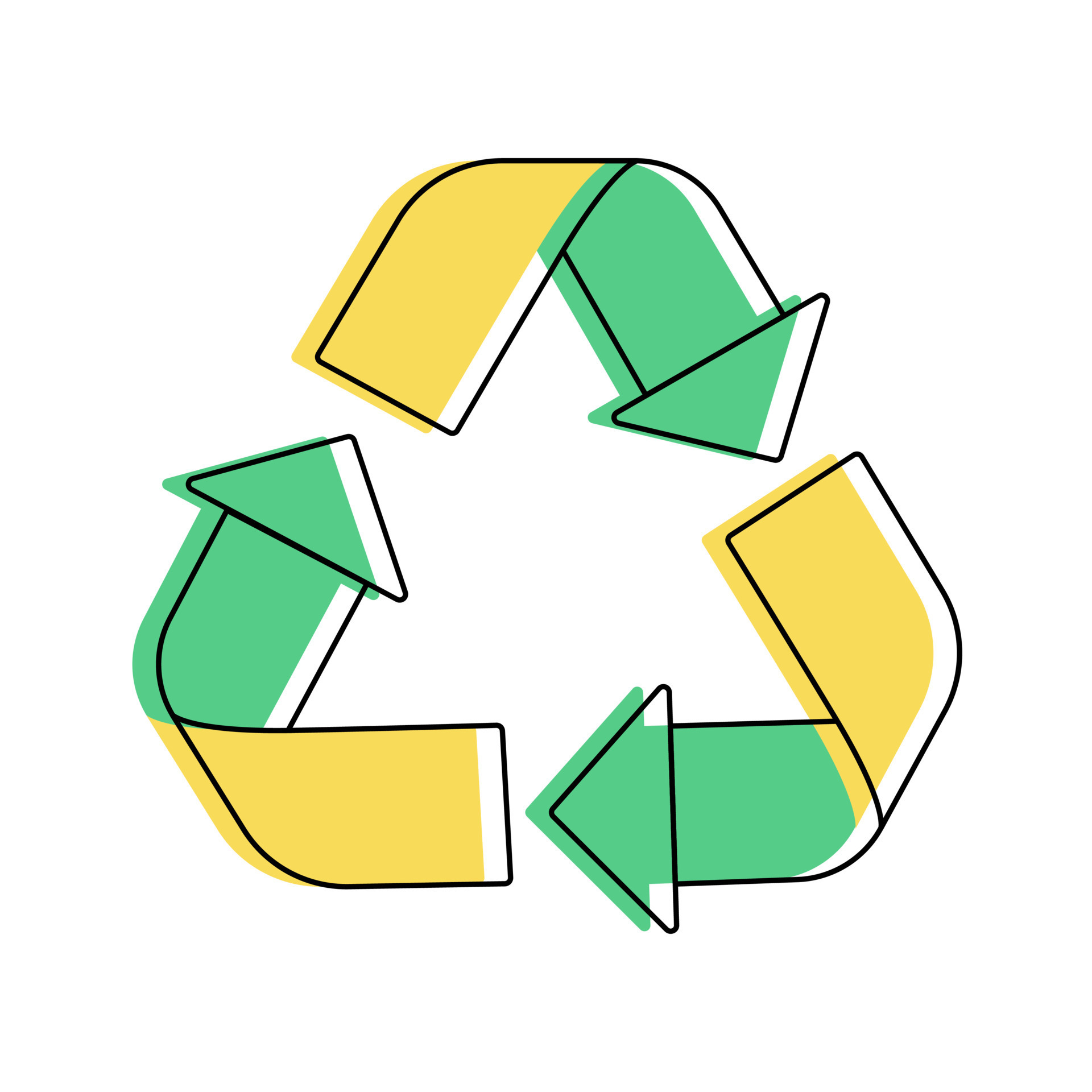 Flat line recycle logo symbol. Recycling icon isolated on white ...