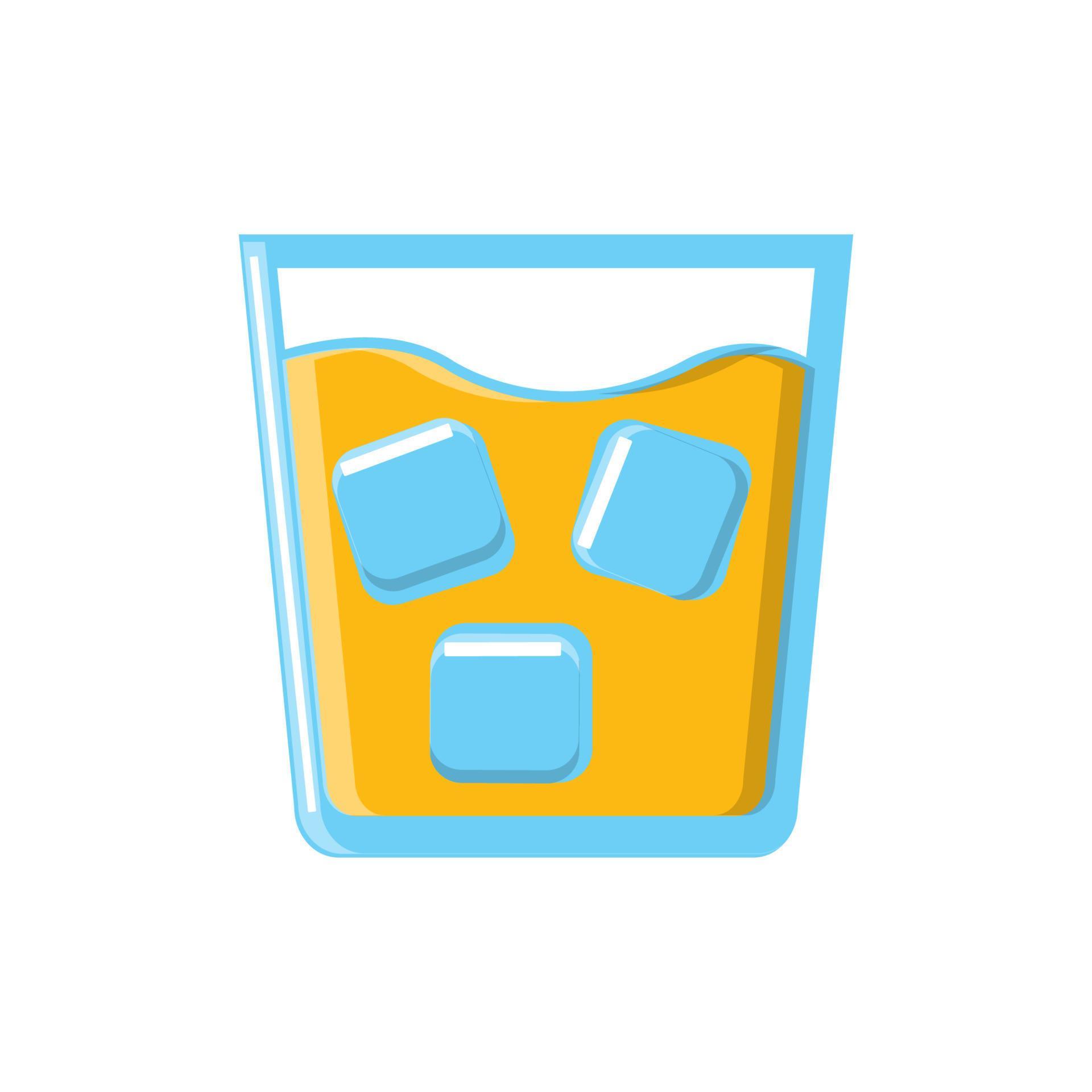 Alcoholic Tasty Strong Juicy Cocktail Drink In Glass With Whiskey With Ice Icon On White