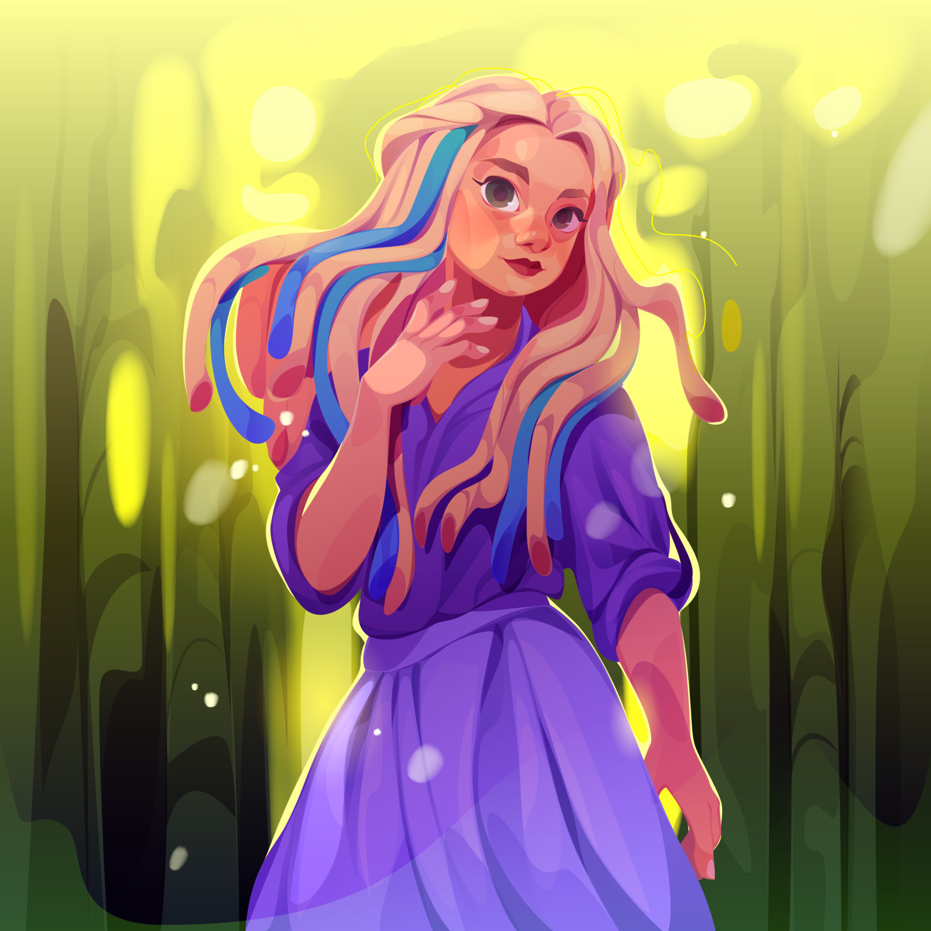Cartoon Beautiful Girl With Dreadlocks Wear Dress 13280689 Vector Art At Vecteezy
