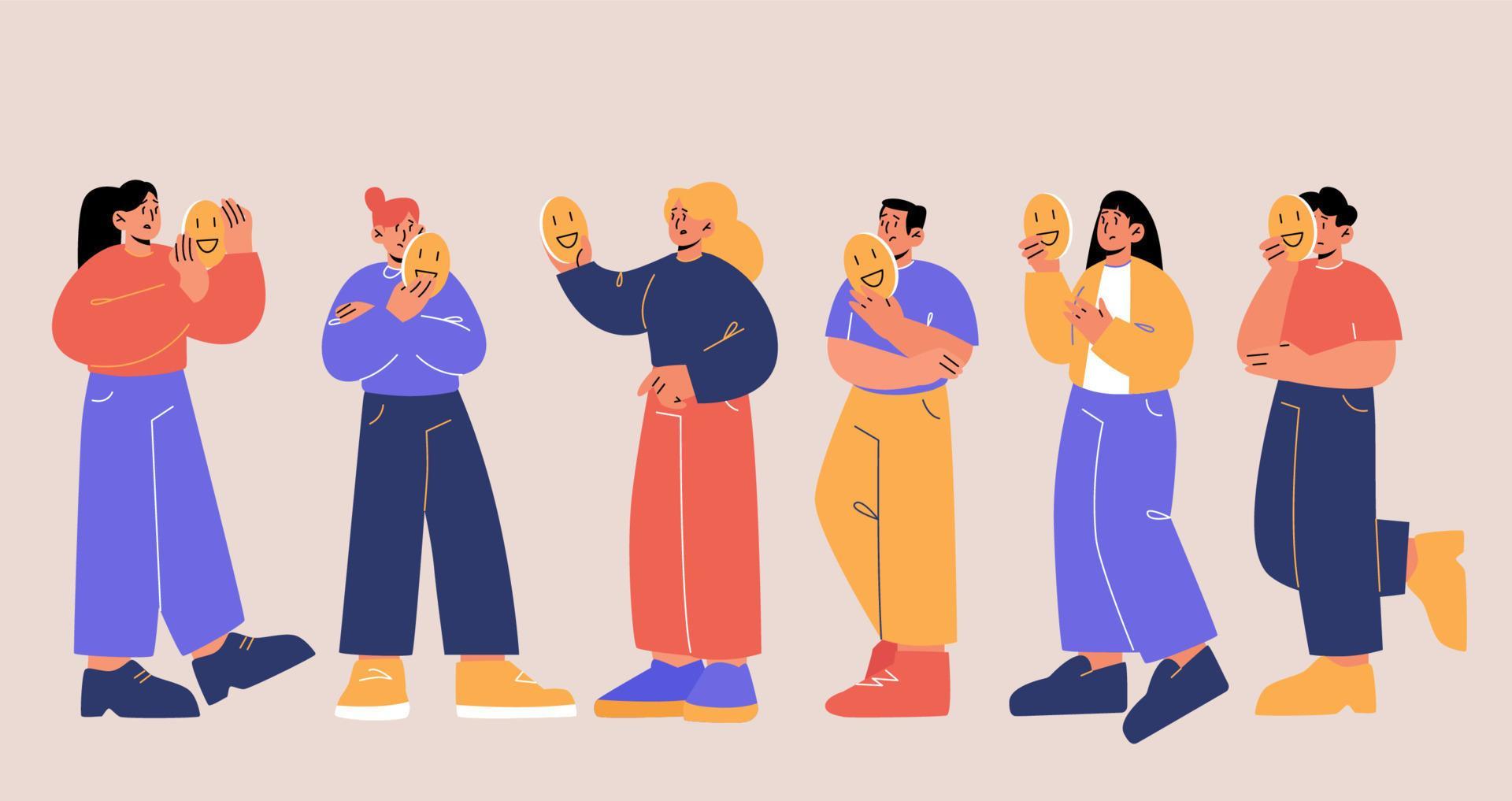 Sad male and female characters hiding face at mask 13280813 Vector Art ... Sad male and female characters hiding face at mask 13280813 Vector Art ...