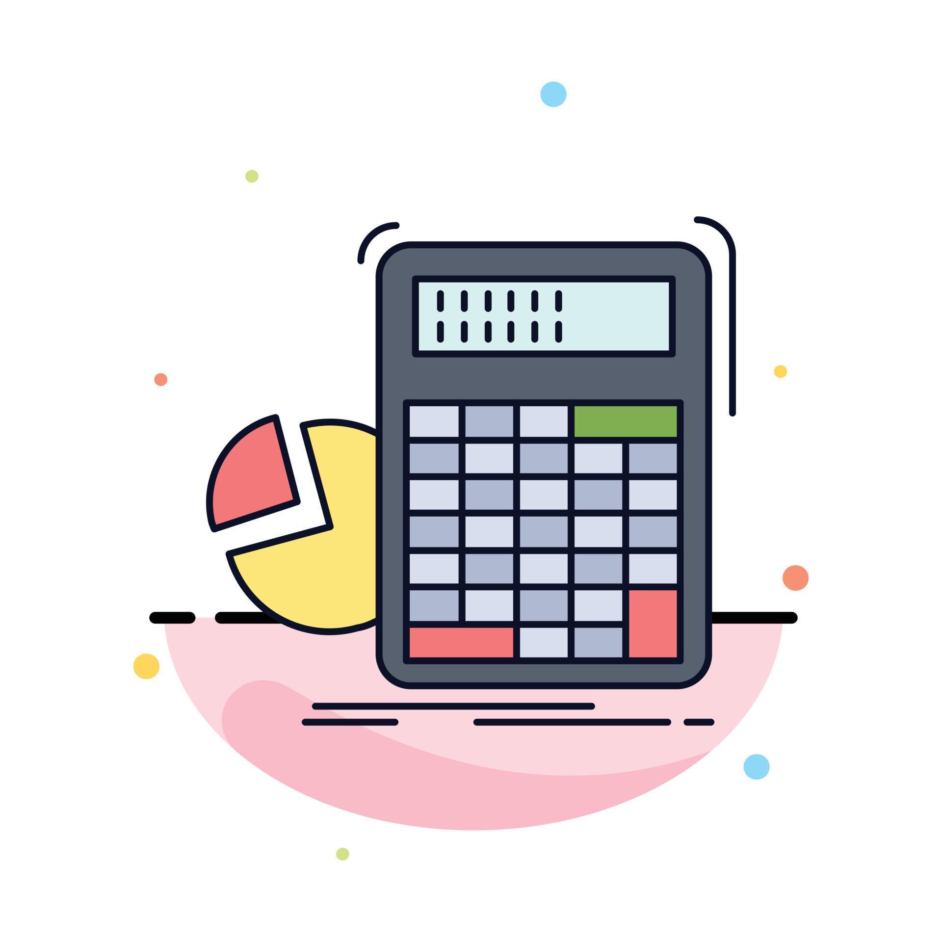 calculator calculation math progress graph Flat Color Icon Vector ...