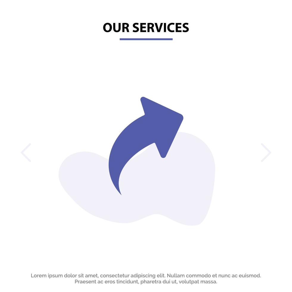 Our Services Arrow Up Right Solid Glyph Icon Web Card Template 13281930