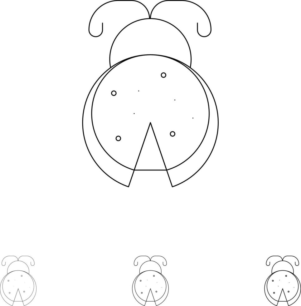 Bug Insect Ladybug Spring Bold and thin black line icon set 13281955 ...