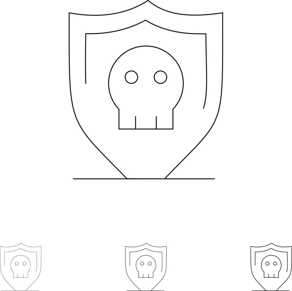 Shield Security Secure Plain Bold And Thin Black Line Icon Set 13282288
