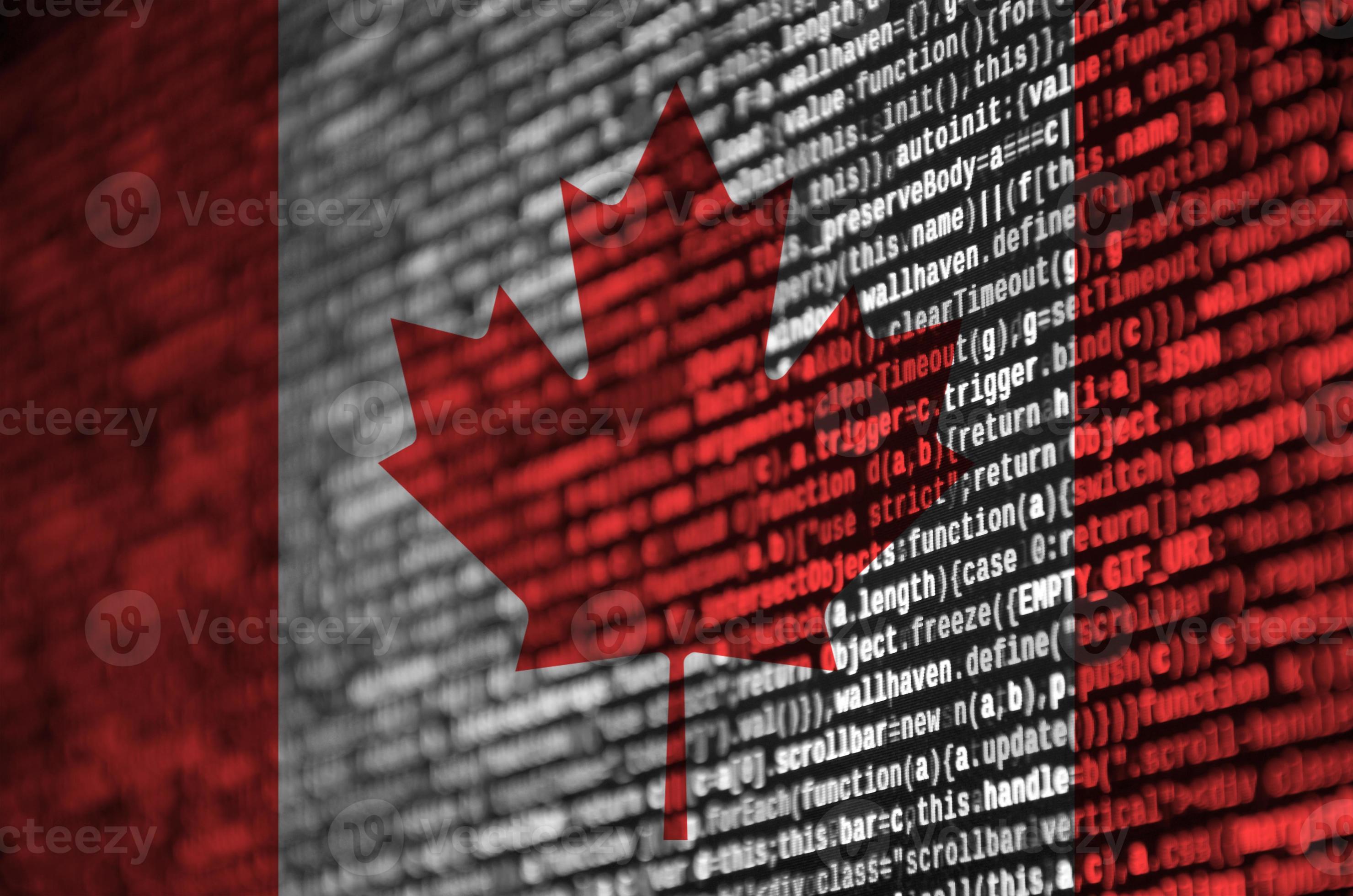 Canada flag is depicted on the screen with the program code. The ...
