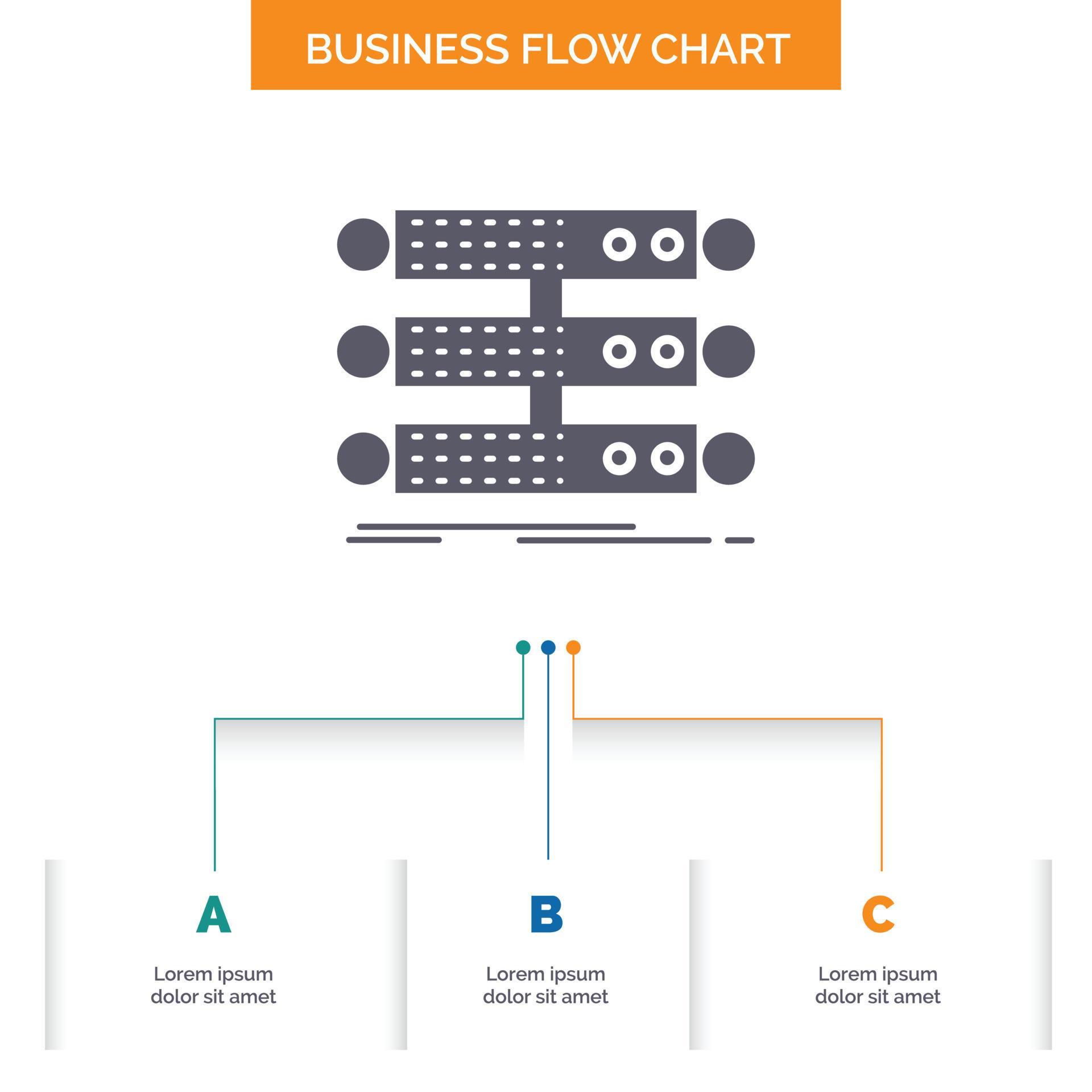 Server Structure Rack Database Data Business Flow Chart Design With