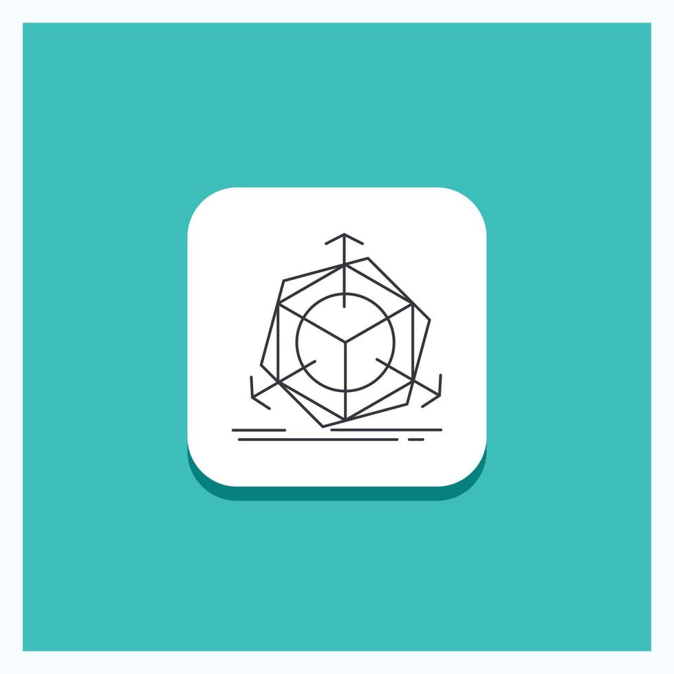 Round Button for 3d. change. correction. modification. object Line icon Turquoise Background ...